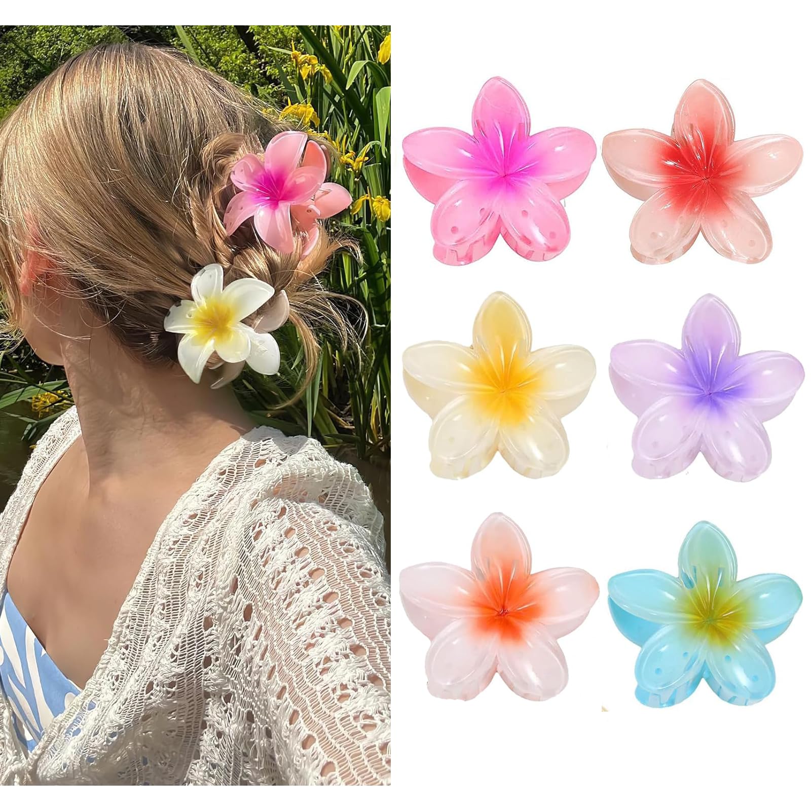 Toionmm 6 Stück Blumen Haarspangen, Flower Hair Claw Clips, Große ...