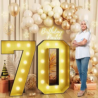 Amazon.com: 4FT Marquee Light Up Numbers 70,Glitter Gold Giant Marquee ...