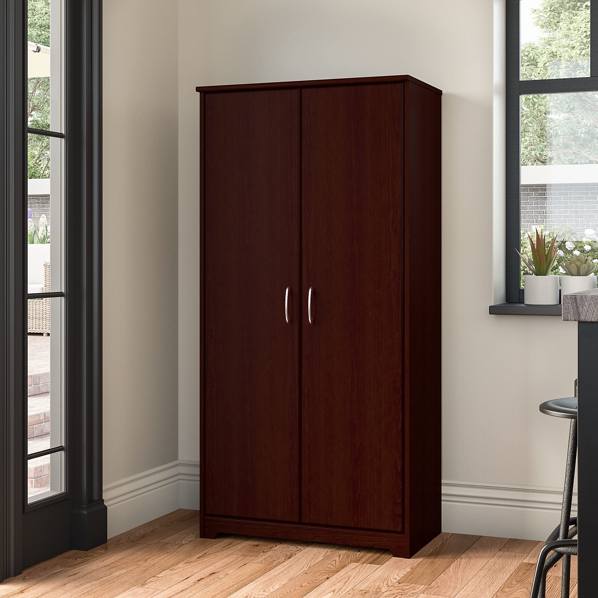 Bush Furniture Cabot Tall Storage Cabinet with Doors in Harvest Cherry ...