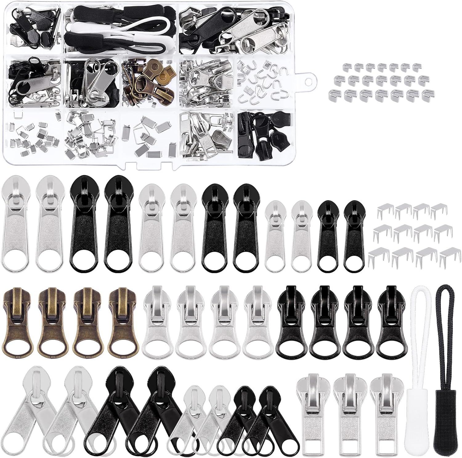 252Pcs Zipper Replacement Zipper Repair Fix Kit Zipper Slider Set ...