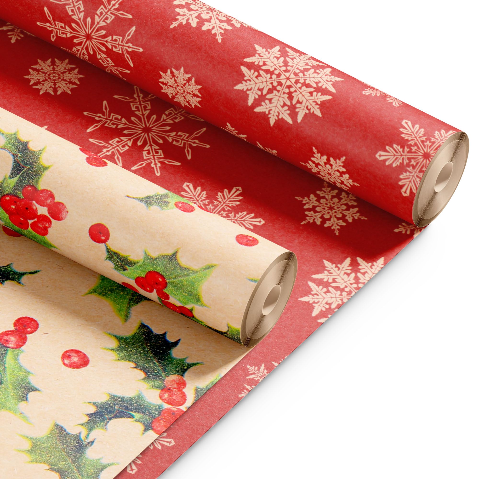 Kraft & Co 2 Pack Christmas Wrapping Paper Roll - Recyclable Kraft ...