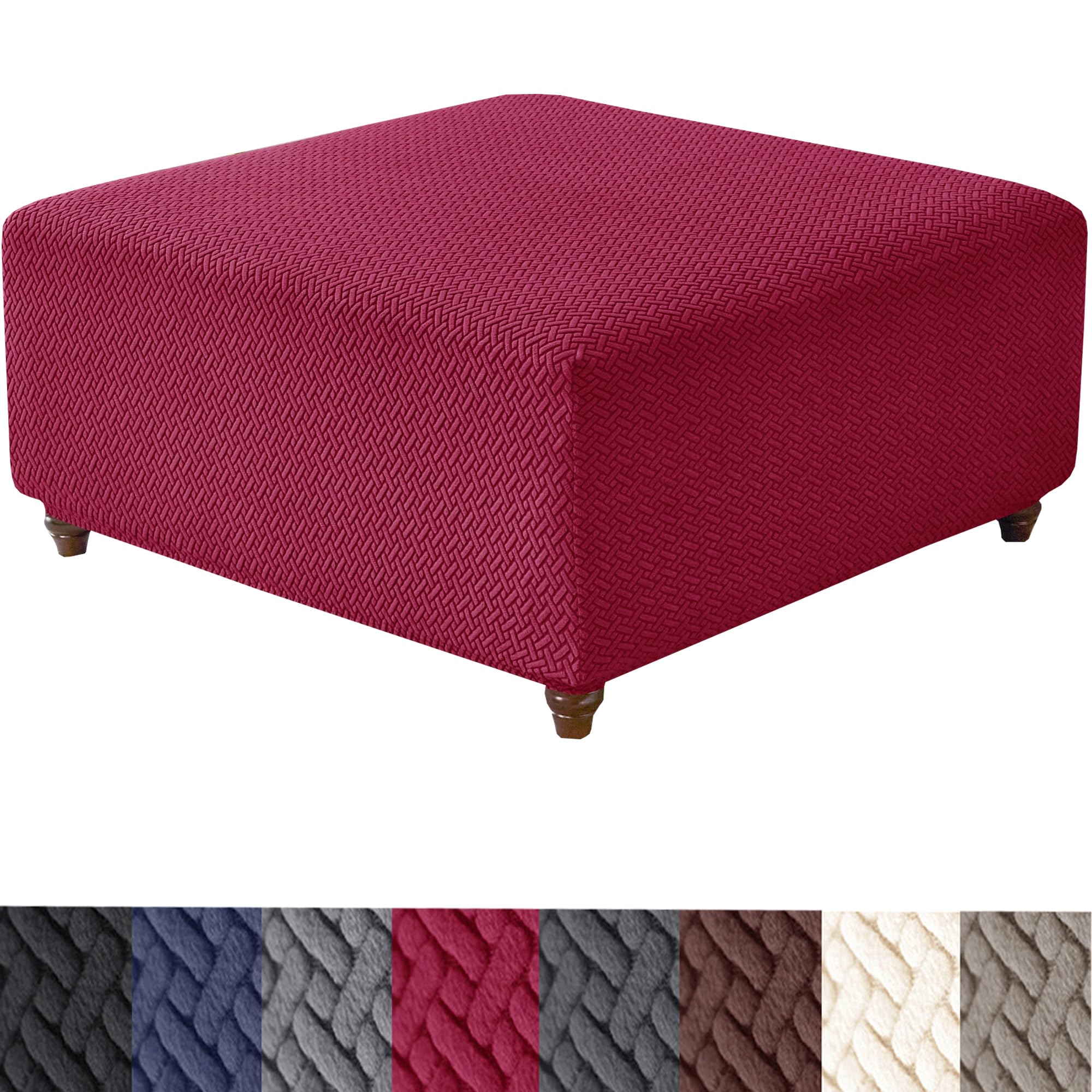 Amazon.com: HFCNMY Ottoman Cover Square,Stretch Knitted Jacquard Square ...