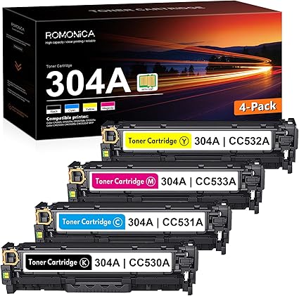 Amazon.com: 304A CC530A CC531A CC532A CC533A Toner Cartridge Set BK,C,M,Y Replacement for HP ...