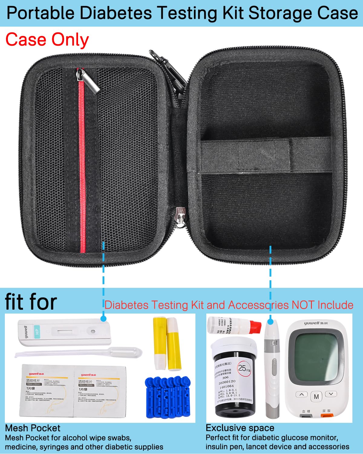 Snapklik.com : RAIACE Hard Storage Case For Diabetes Testing Kit, Blood ...