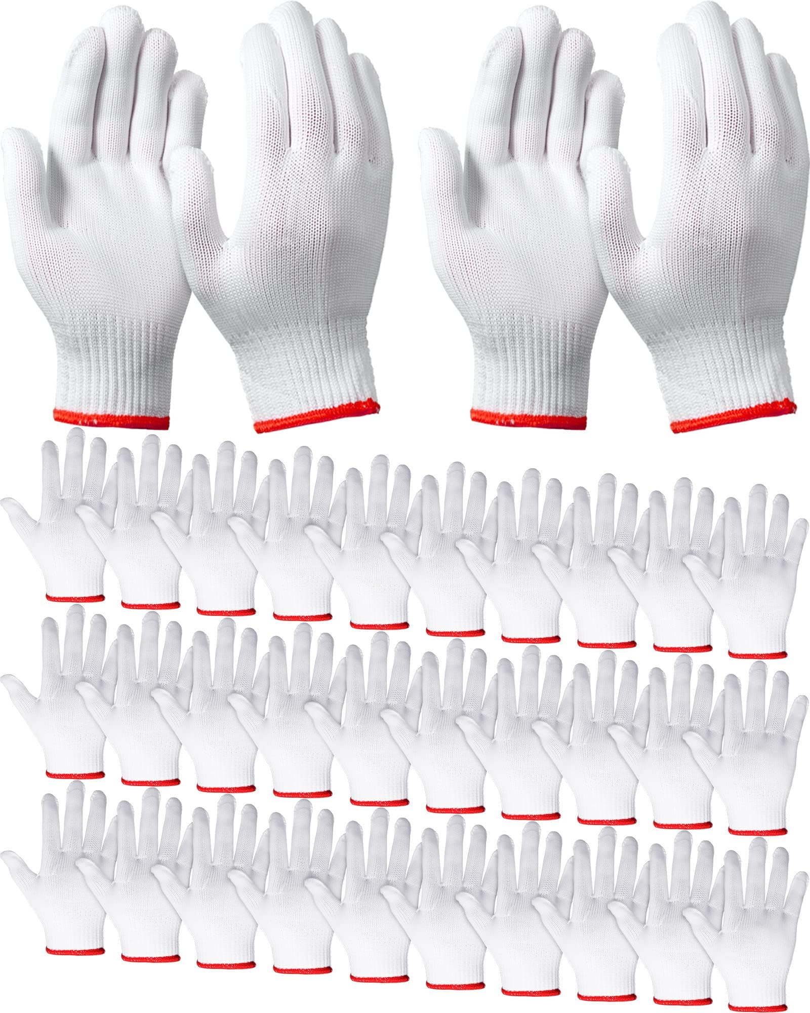48 Pairs PVC Dotted Knit Work Gloves for Men Women, Comfortable Non ...
