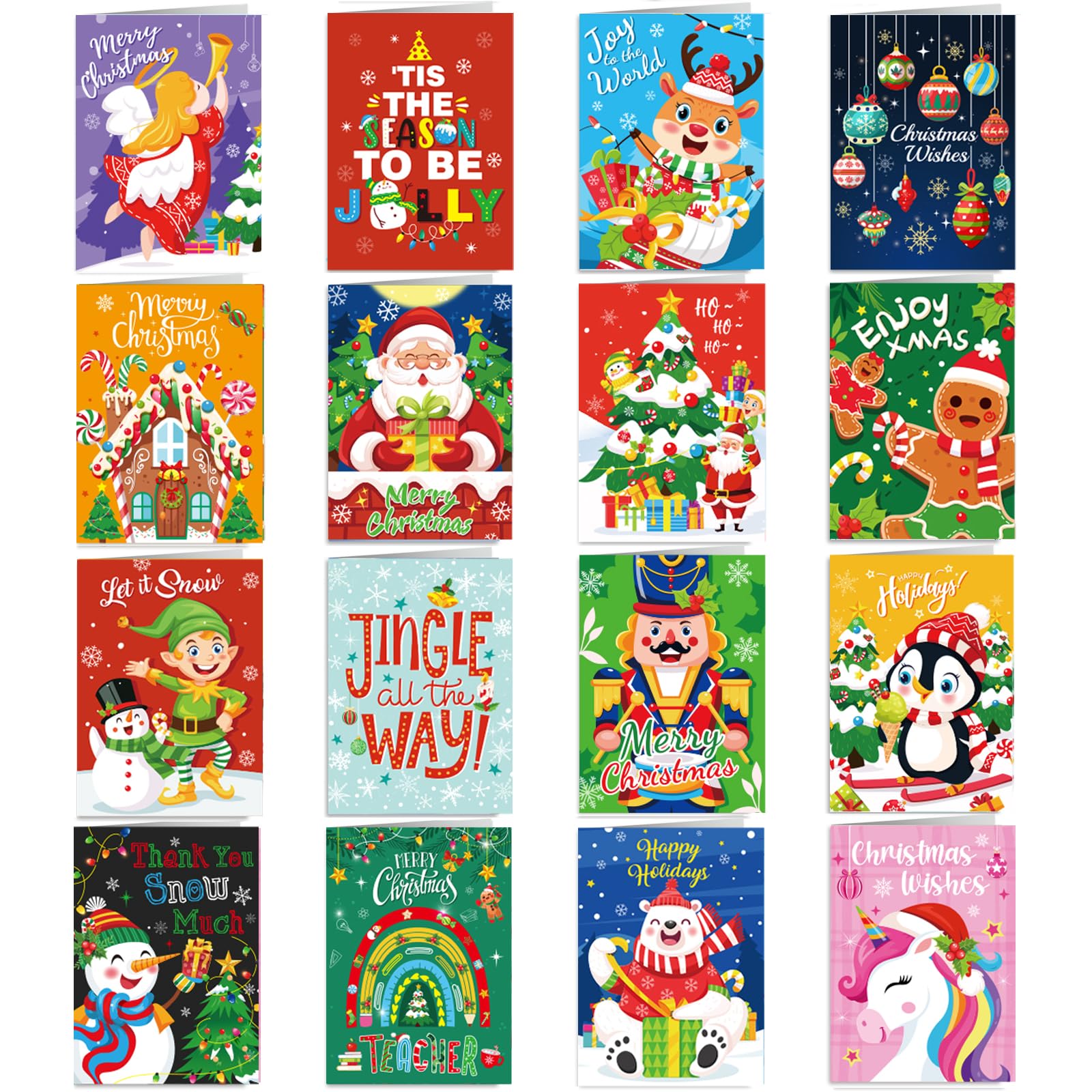 DPKOW Mini Christmas Cards Pack, 32pcs Xmas Cards Packs Christmas ...