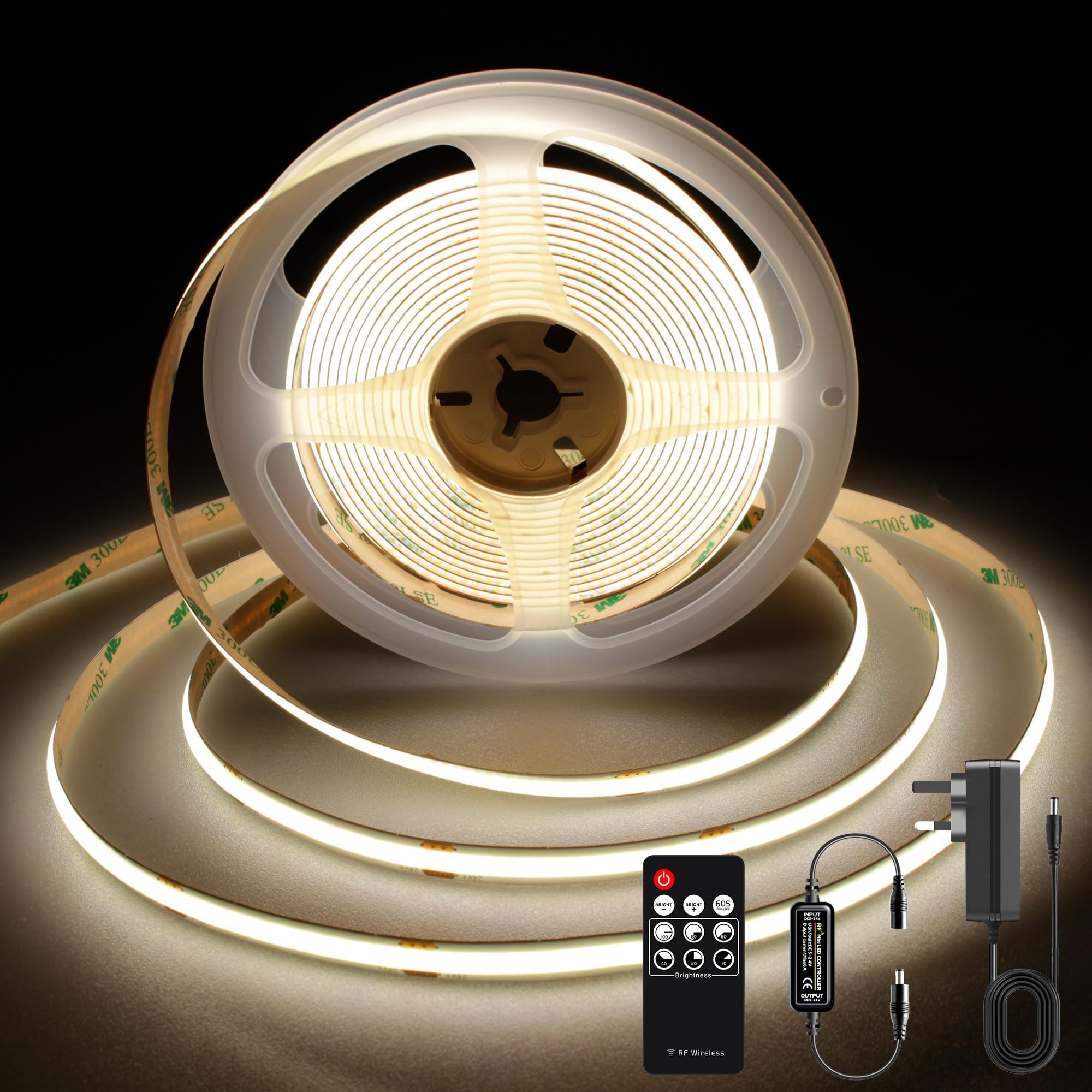 TTWAY COB LED Strip Lights, Dimmable 4000K LED Strip Kit, Super Bright ...