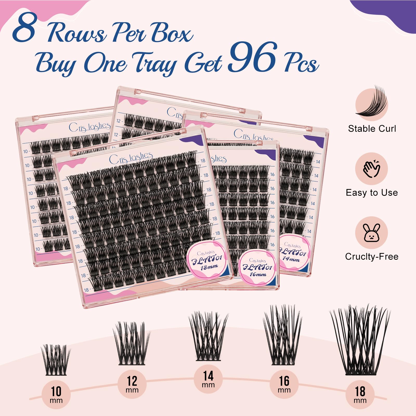 Crislashes Eyelash Clusters 96pcs, Extremely Light & Soft Lash Clusters Wispy, D curl Cluster ...