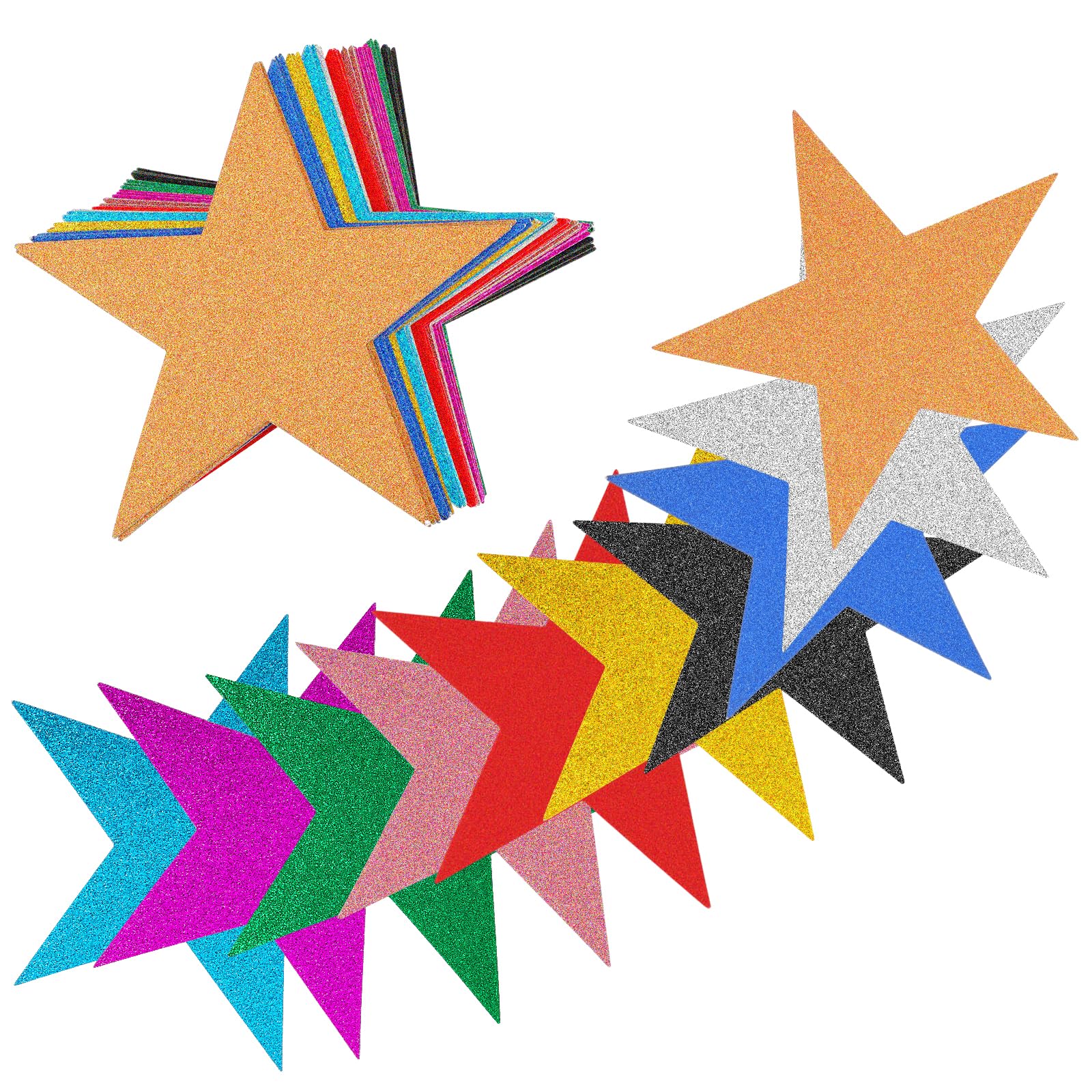 Mabor 60Pcs Glitter Star Cutouts 6 Inch Large Paper Confetti Stars ...