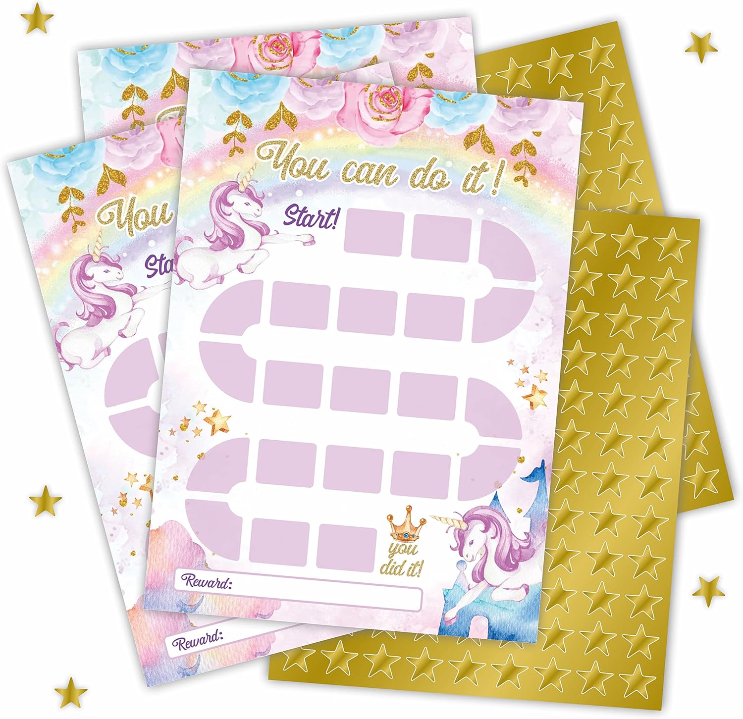 Unicorn Reward Chart Set - 10 Charts with 206 Golden Barbados | Ubuy