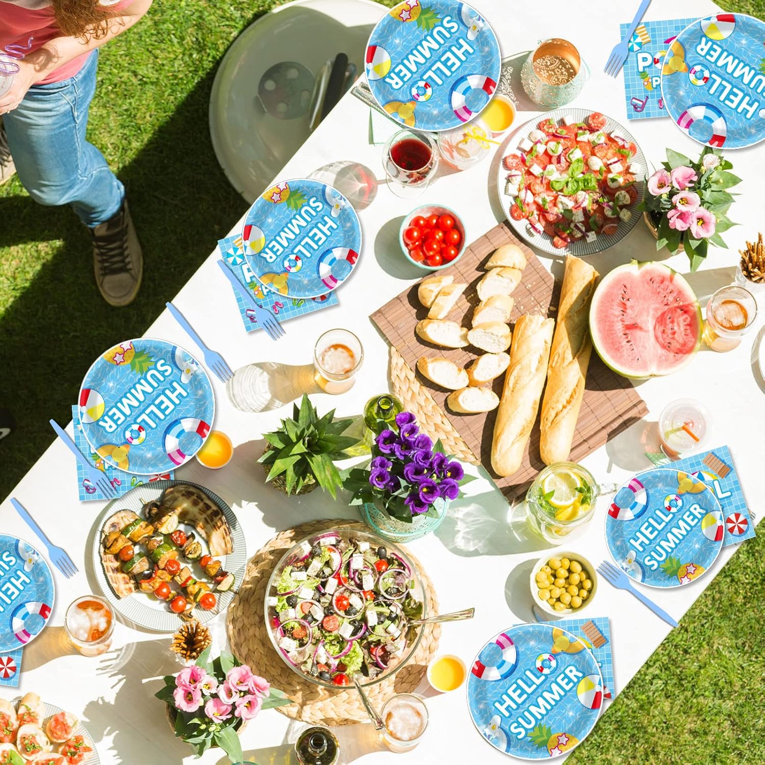 Buy 96 Pieces Pool Party Tableware Set for Summer Beach Table ...