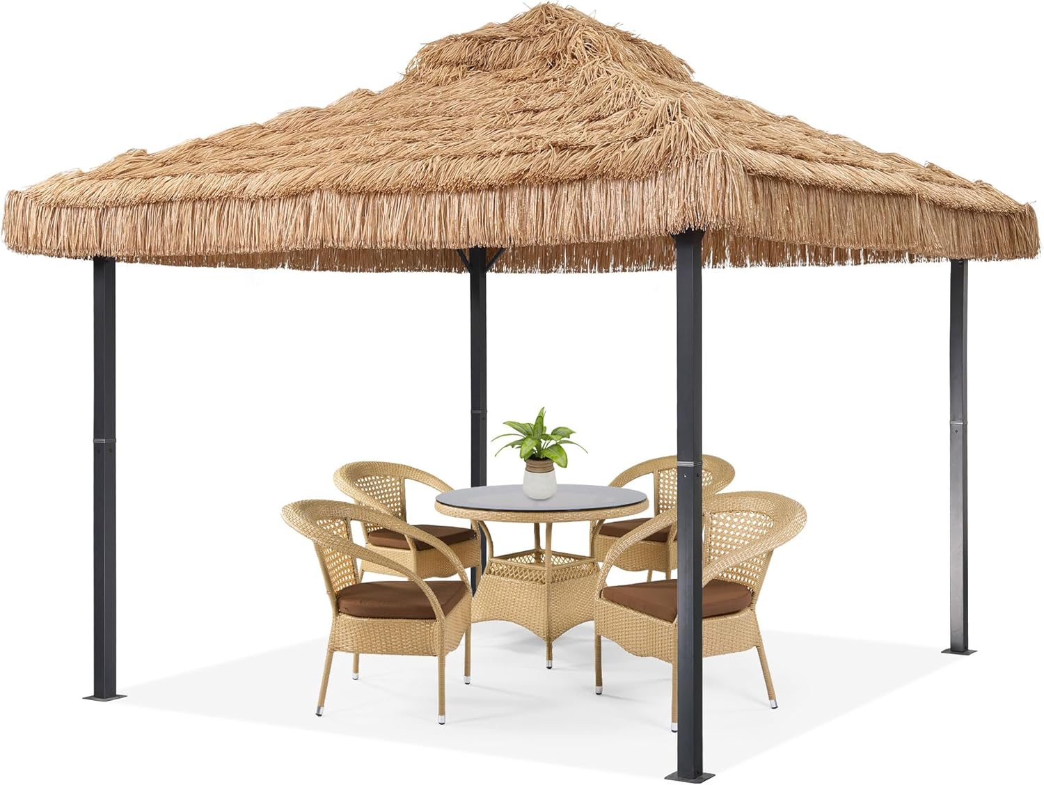 Amazon.com : GDY 10x10 Thatched Tiki Bar Gazebo, Patio Gazebo with ...
