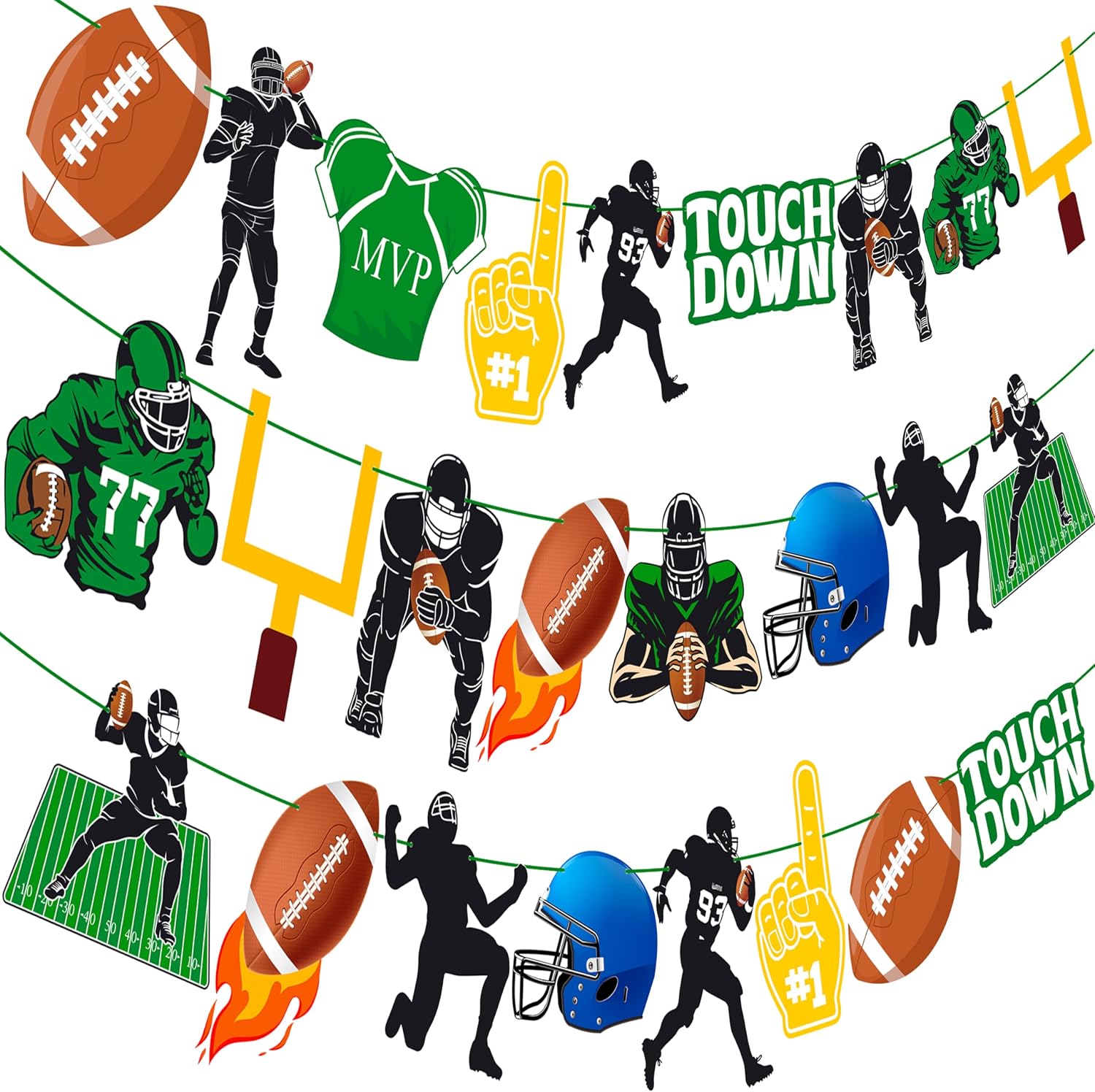 Amazon.com: Football Party Banner Football Player Cutout Banners Rugby ...