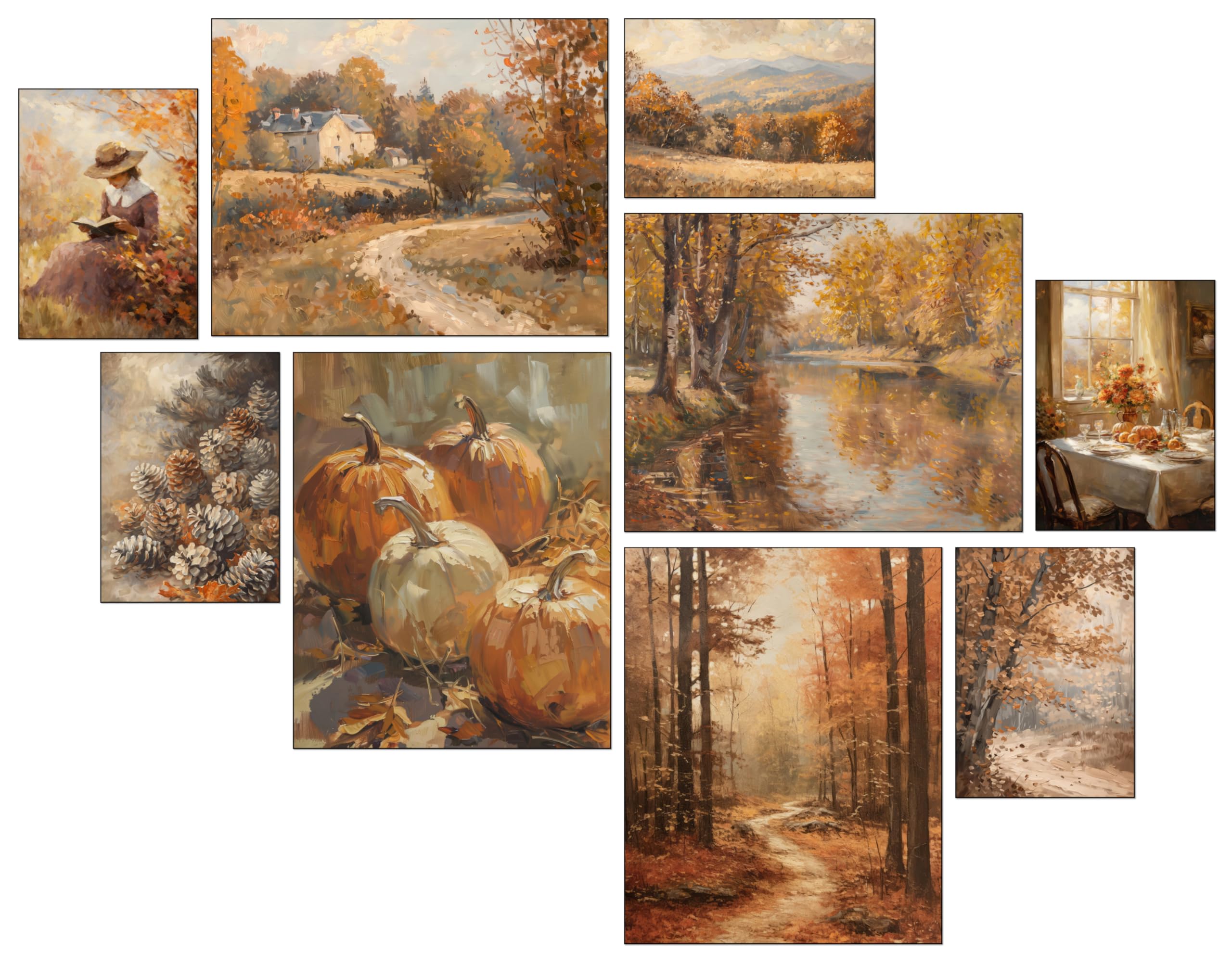 Amazon.com: Rustic Fall Autumn Wall Art - 8x10, 5x7 Inches Unframed Set ...