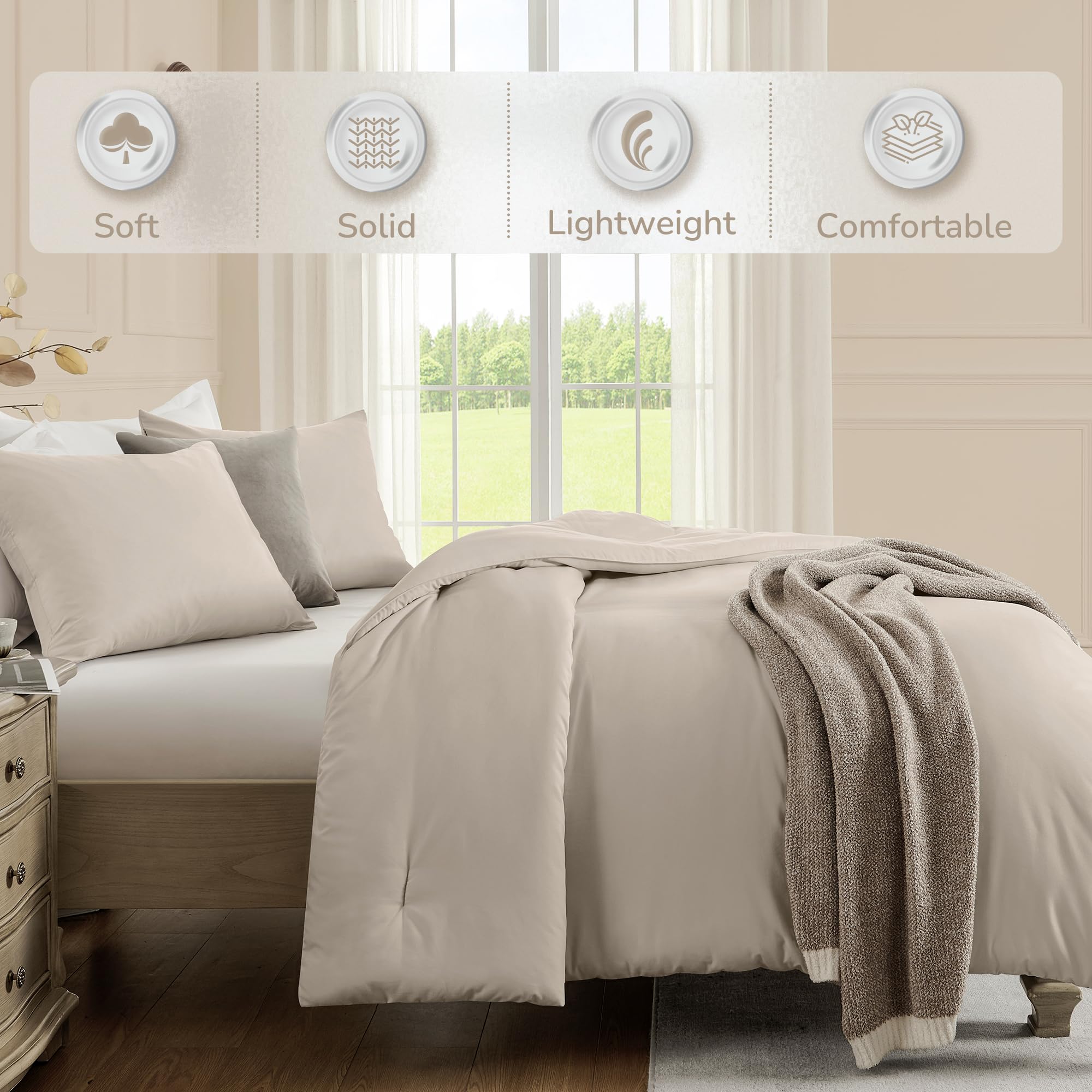 Snapklik.com : Downluxe Queen Comforter Set Linen, 3 Pieces Solid ...