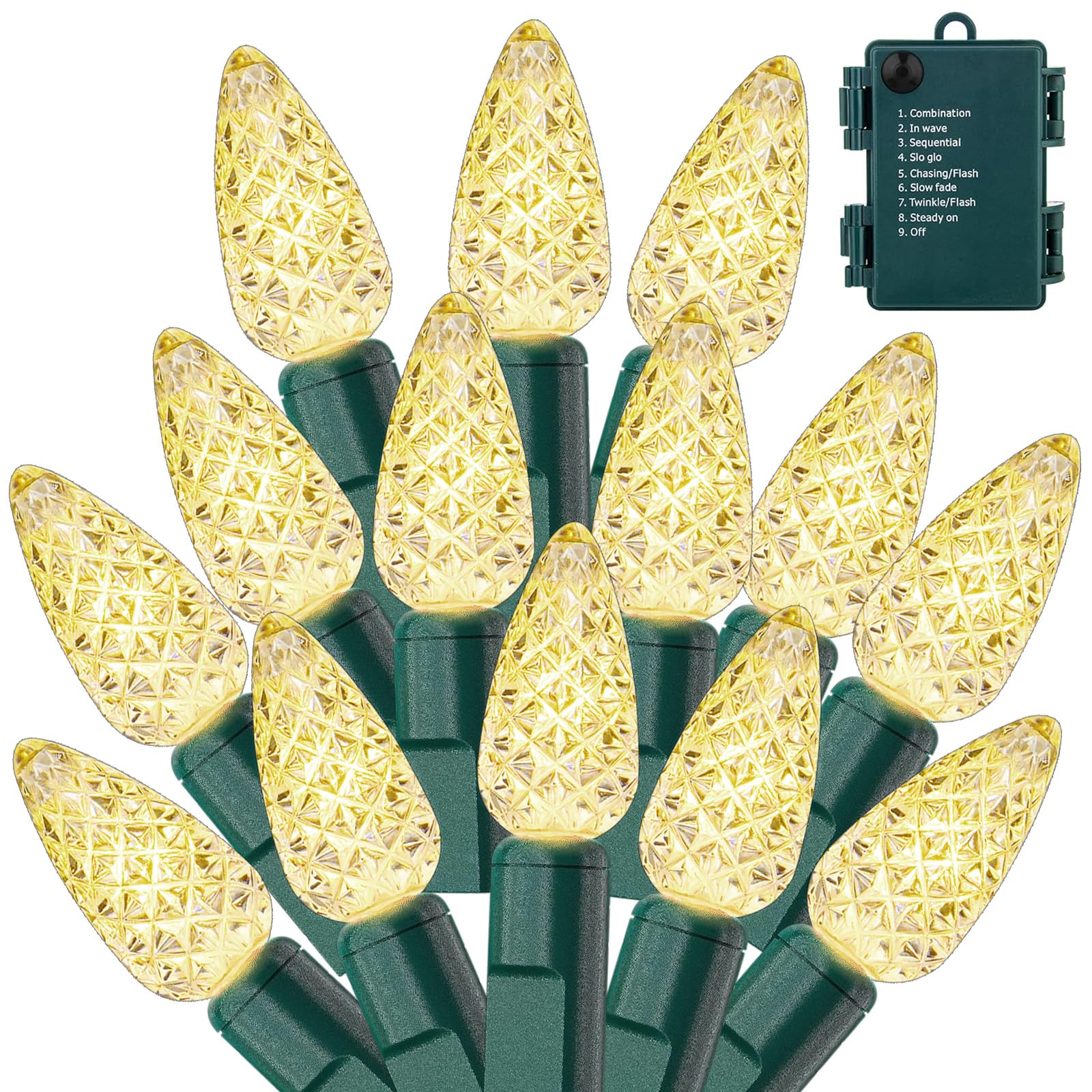 OULISI 50 LED C6 LED Christmas Lights 16.4Ft C6 Christmas Lights ...