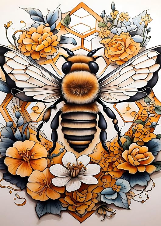 Amazon.com: KINPLUB Bee Diamond Painting Kits for Adults, Bee Flowers ...