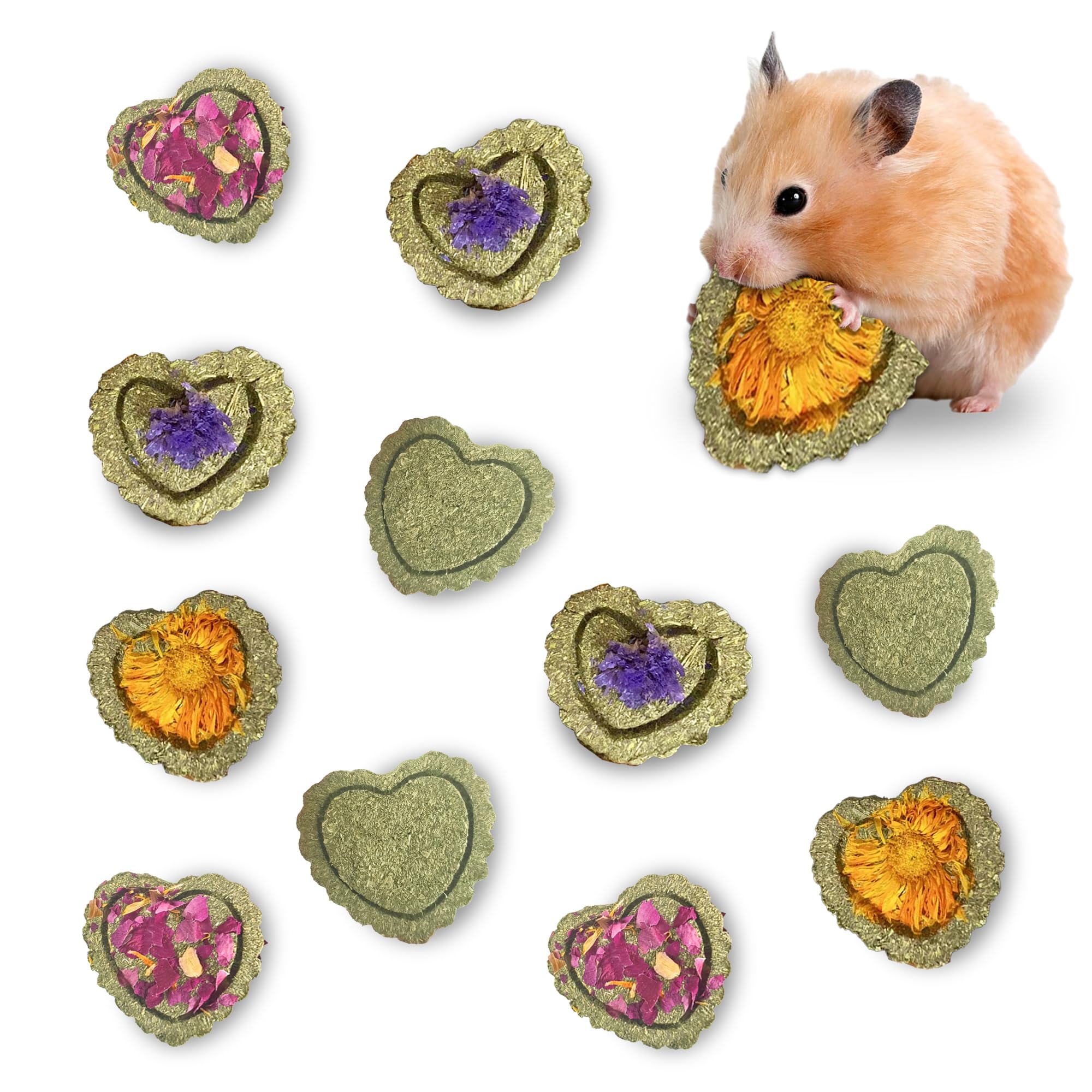 Amazon.com : SunGrow 12 Heart Hay Cookies for Small Pets, 4 Flavors of ...
