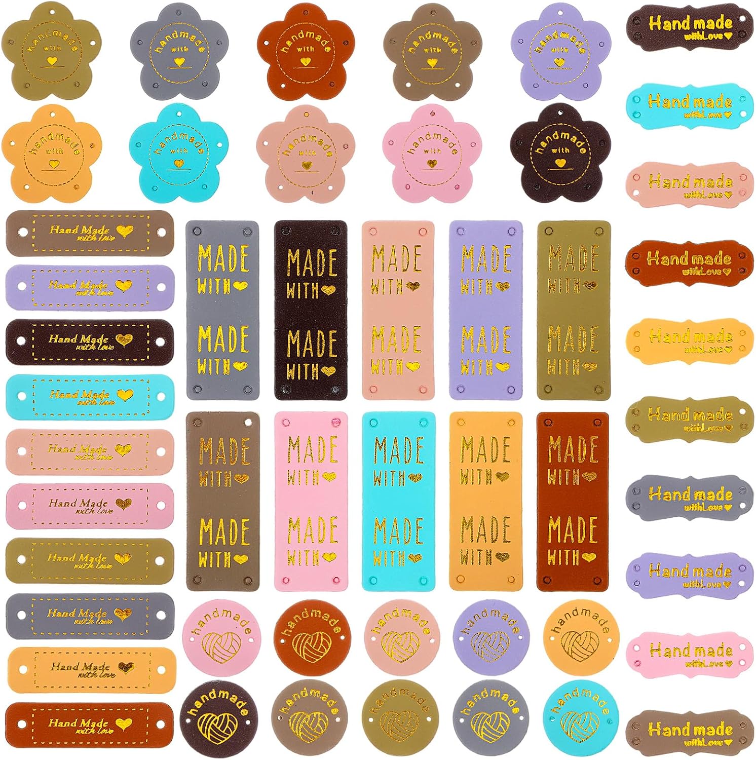 Amazon.com: 50pcs Personalized Leather Tags for Crochet Items Colorful ...