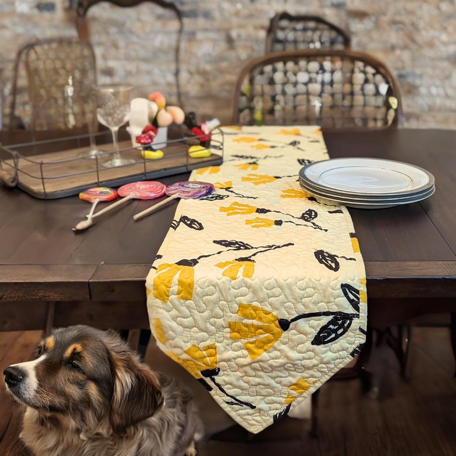 Amazon.com: DaDalogy Yellow Floral Quilted Table Runner - Golden Orange Tulips Spring Decor for ...