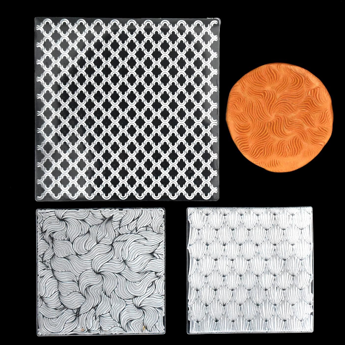 Amazon.com: Premium Silicone Texture Stamp Sheets for Polymer Clay ...