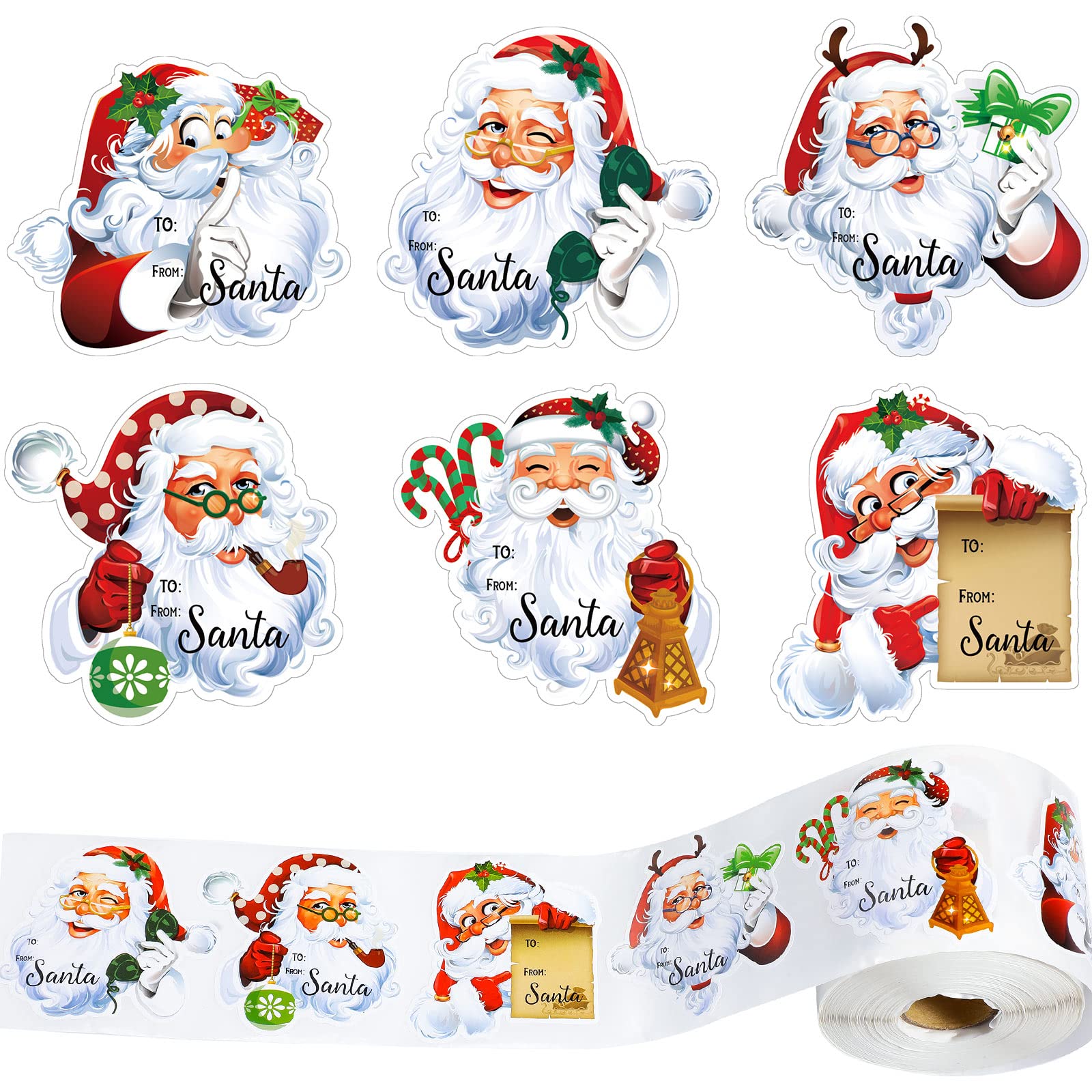 Amazon.com: Funrous 500 Pcs from Santa Tag Stickers Christmas Santa ...