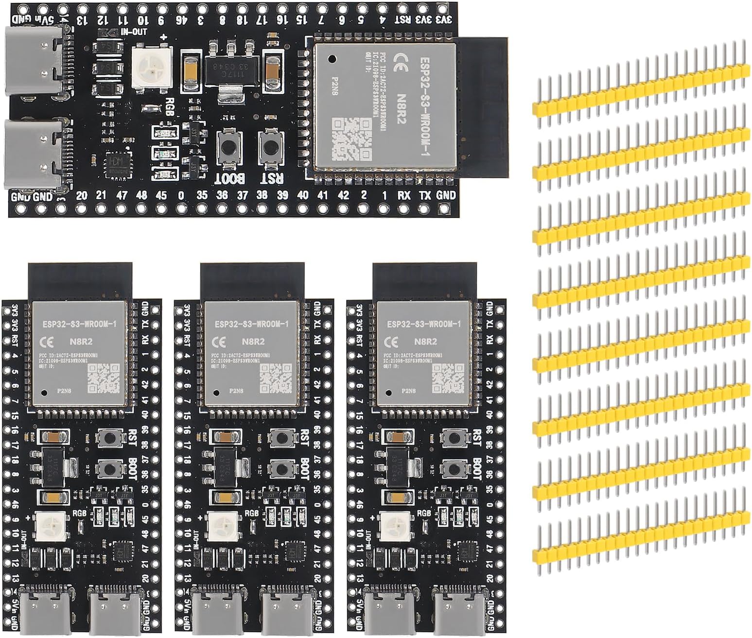 Amazon.com: XIITIA 4pcs ESP32-S3-DevKitC-1-N8R2 ESP32-S3 Tipo-C Placa de Desarrollo Wi-Fi ...