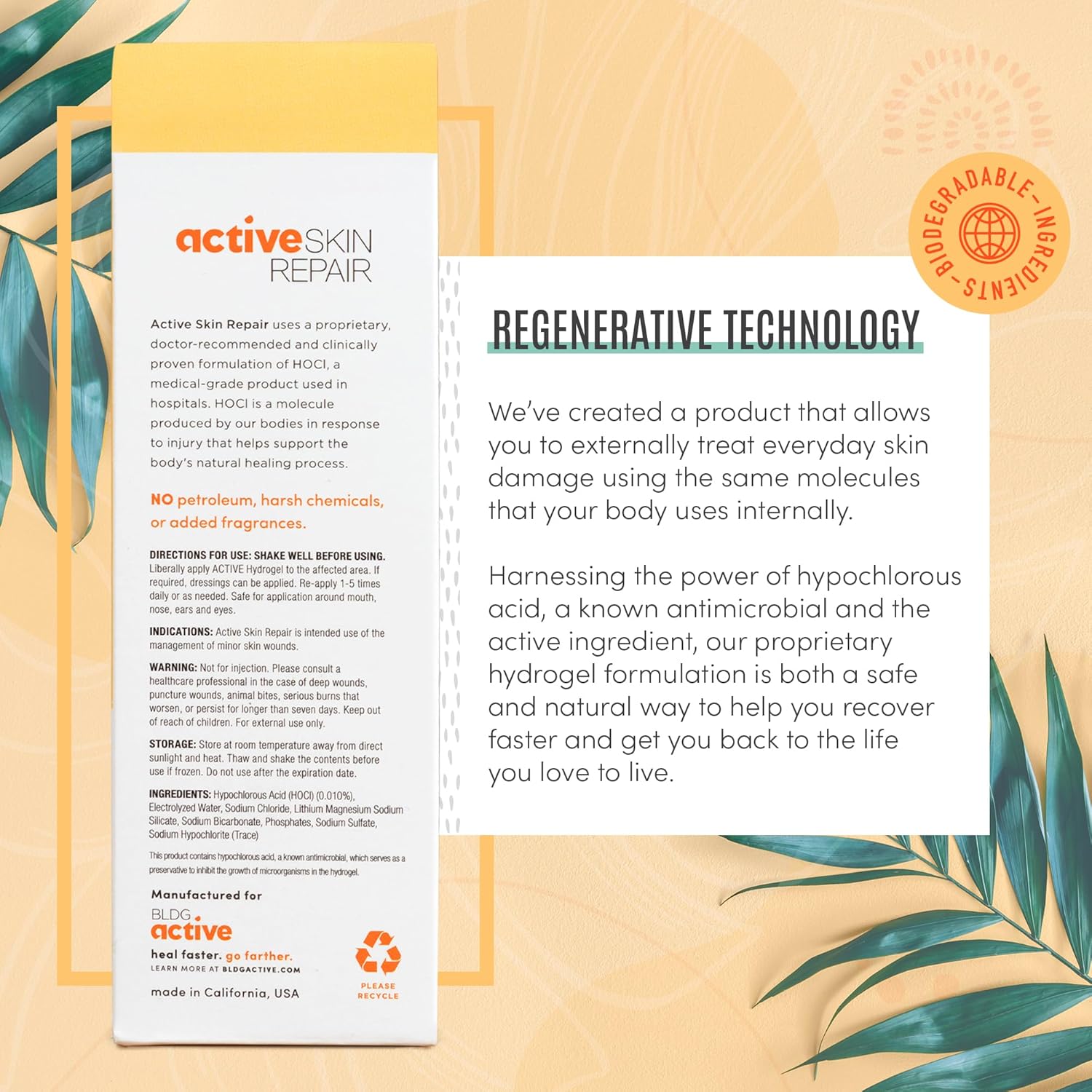 Active Skin Repair Hydrogel - Natural First Aid Gel for Cuts, Wounds ...