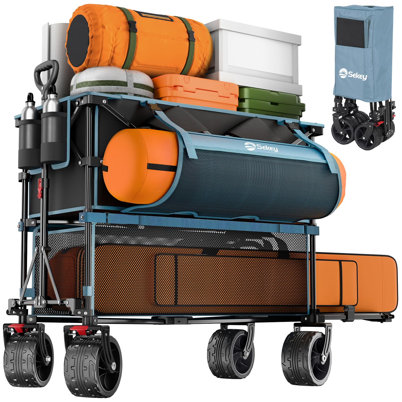 Amazon.com : 400L Large Capacity Folding Double Decker Wagon with ...