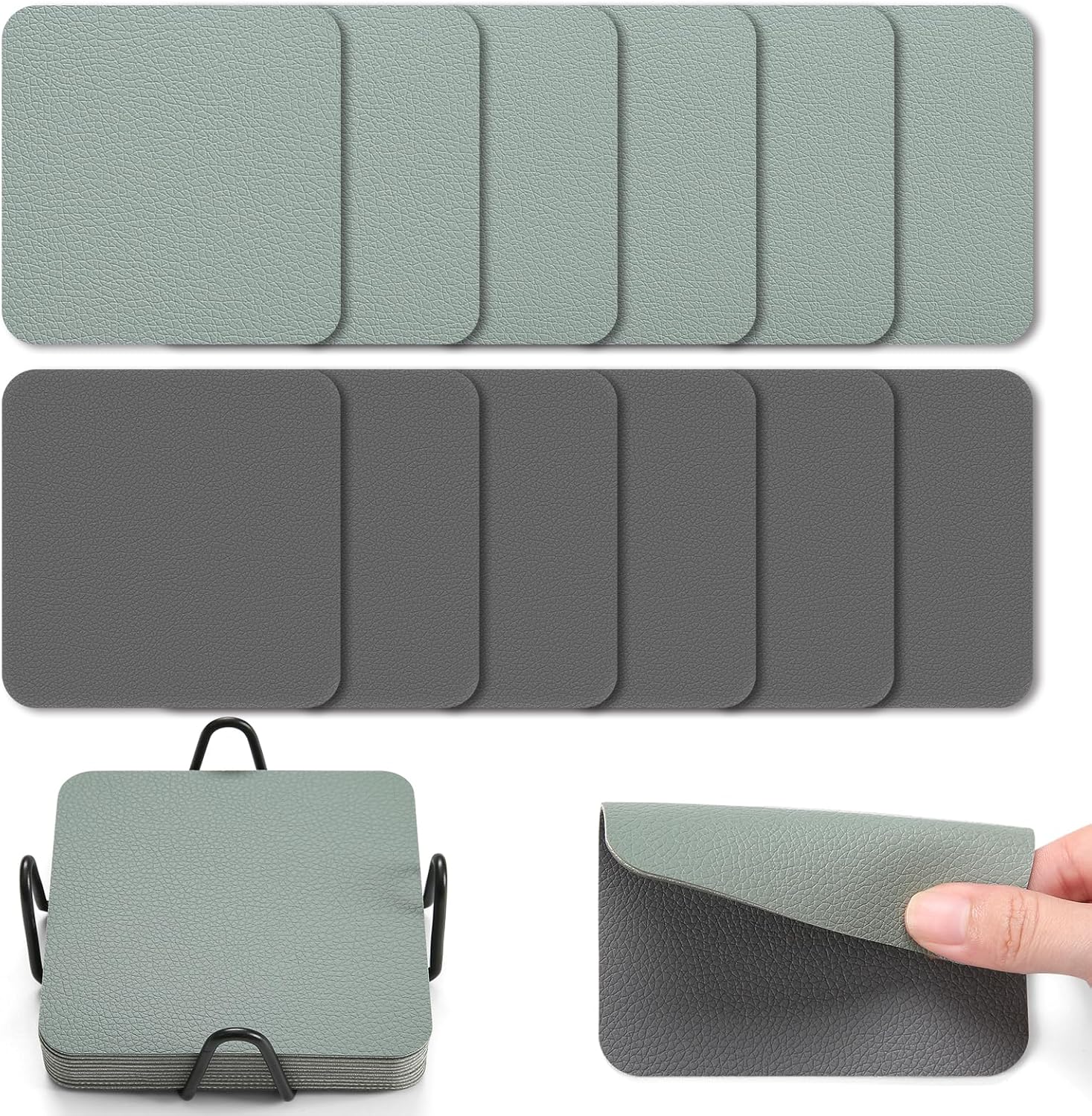 Myir JUN Coasters Glass Coasters set of 12 4 inch Double Sided Faux ...