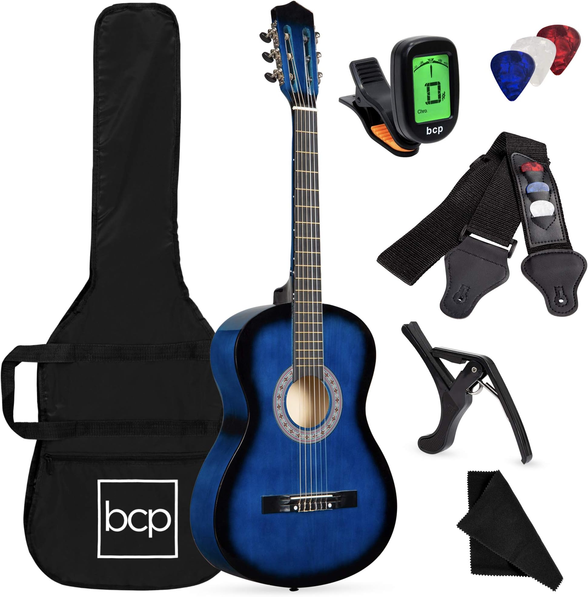 Amazon.com: Joymusic 38 inch blueburst beginner acoustic guitar kit ...