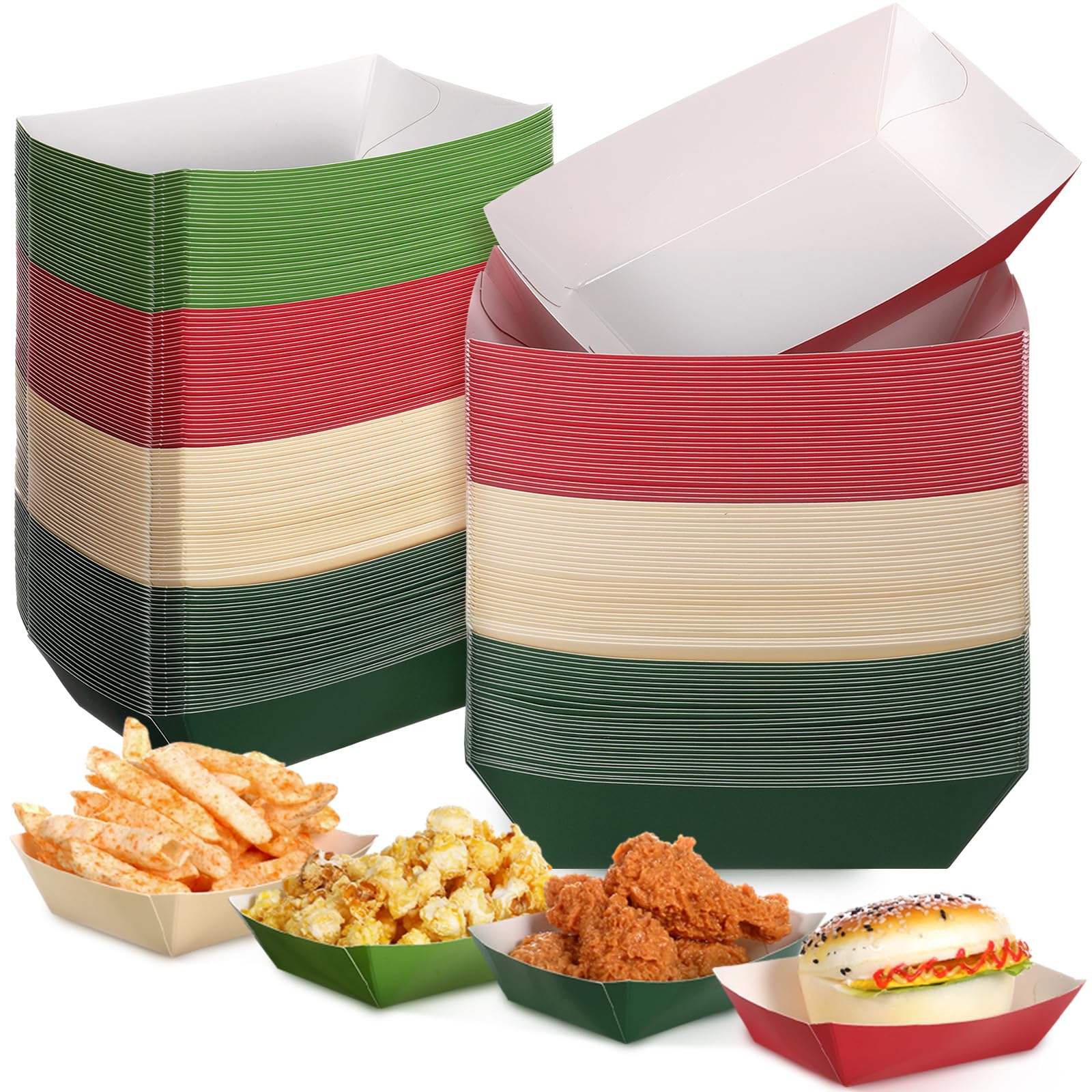 Amazon.com: 120 Pcs Christmas Paper Food Trays 1lb Disposable Paper ...