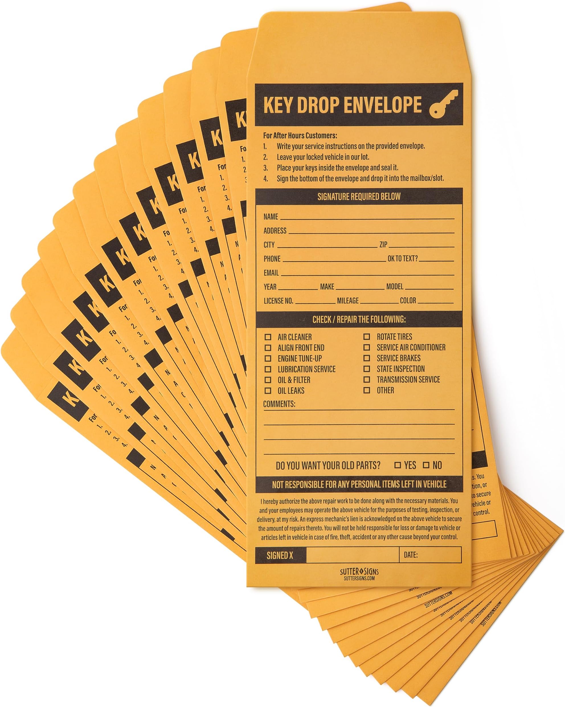 Amazon.com : Key Drop Envelopes 500 ct | Auto Repair Night Drop Key ...
