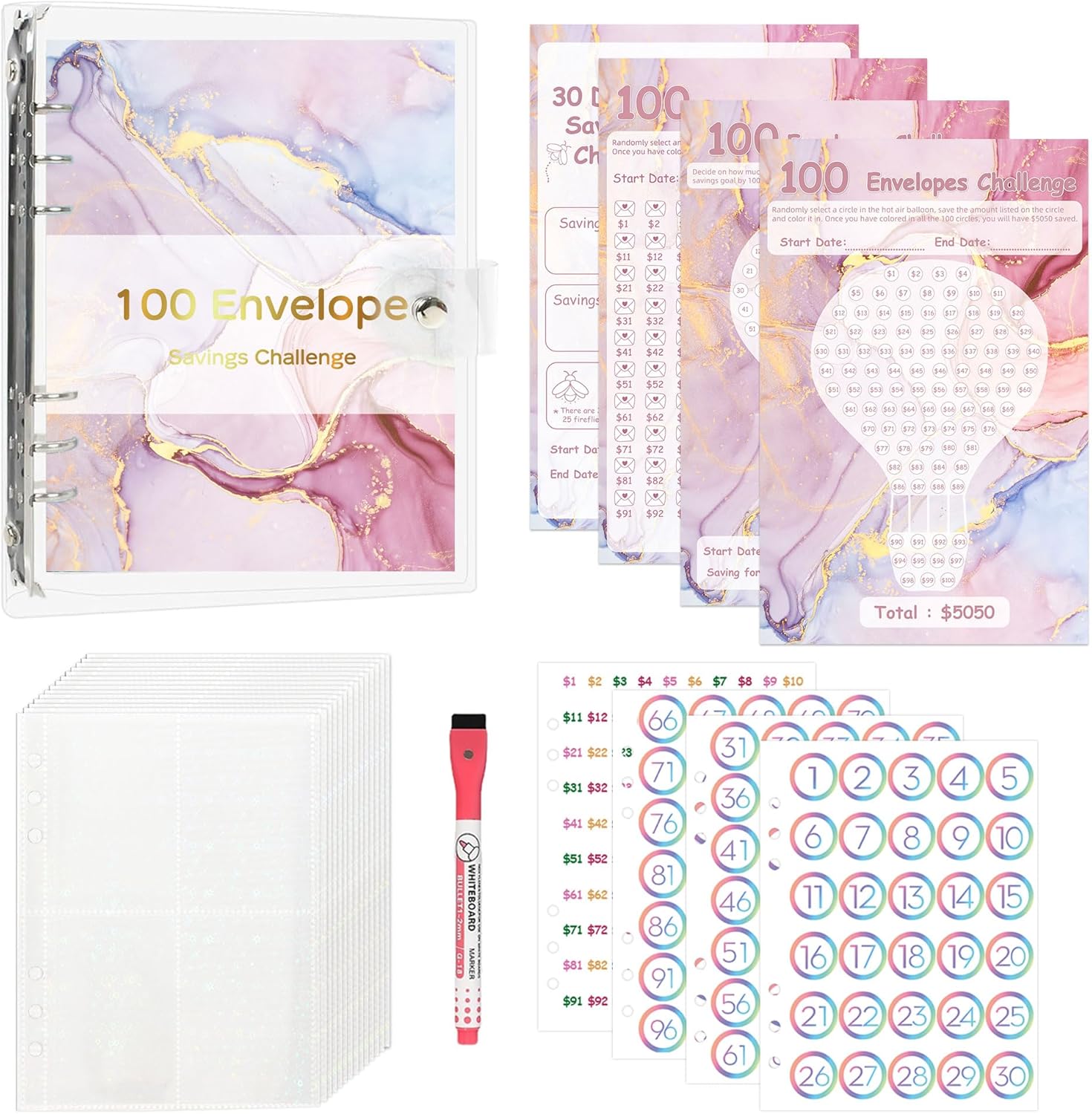 Amazon.com: Metsyth 100 Envelopes Money Saving Challenge Binder, Money ...