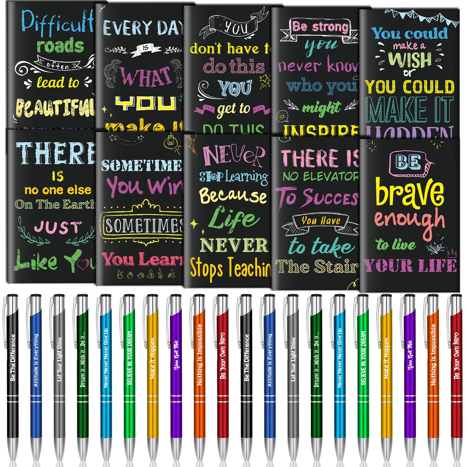 Amazon.com : 40 Pcs Inspirational Notepads Motivational Pens with ...