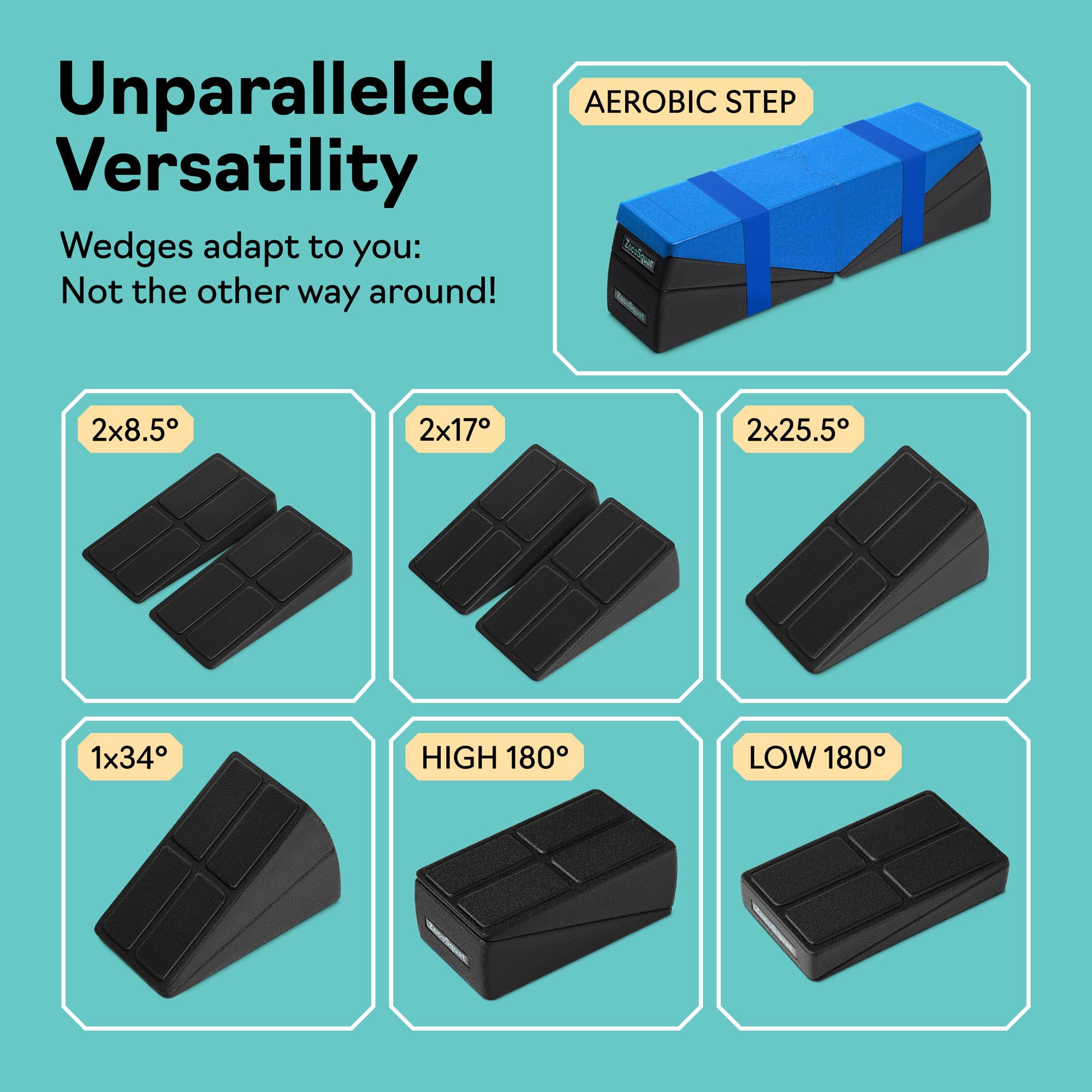 Snapklik.com : ZocoSquat Squat Wedge Set Of 5-2x 8.5 + 2x 17 Exercise ...