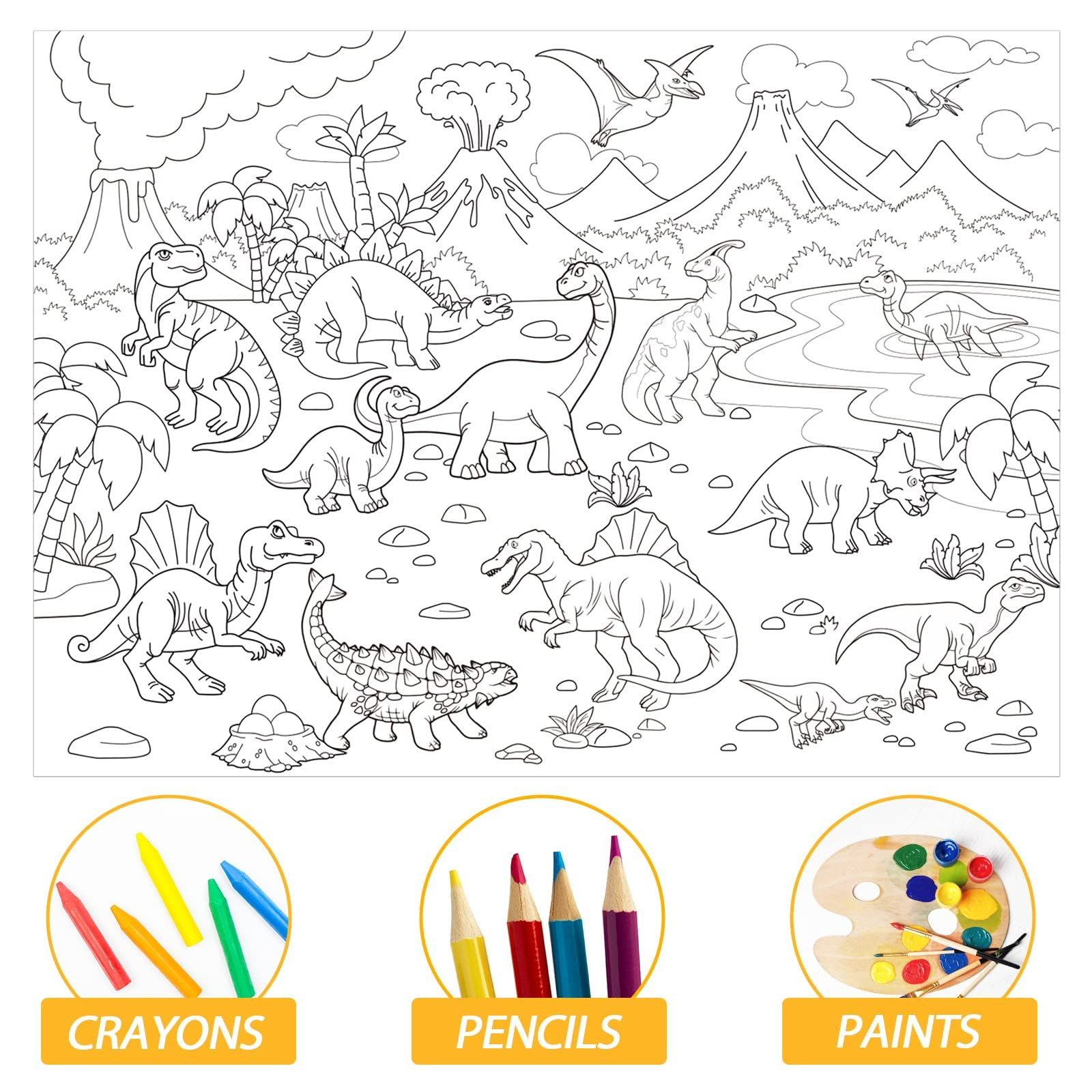 Snapklik.com : Dinosaur Giant Coloring Poster For Kids Large Coloring ...