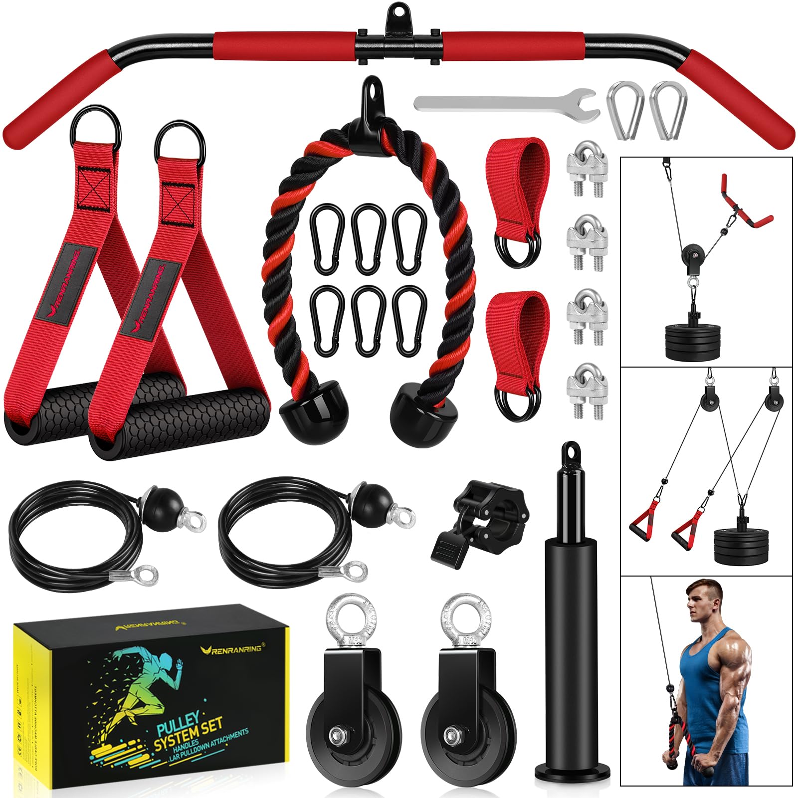 Snapklik.com : RENRANRING Weight Cable Pulley System Gym, Upgraded ...