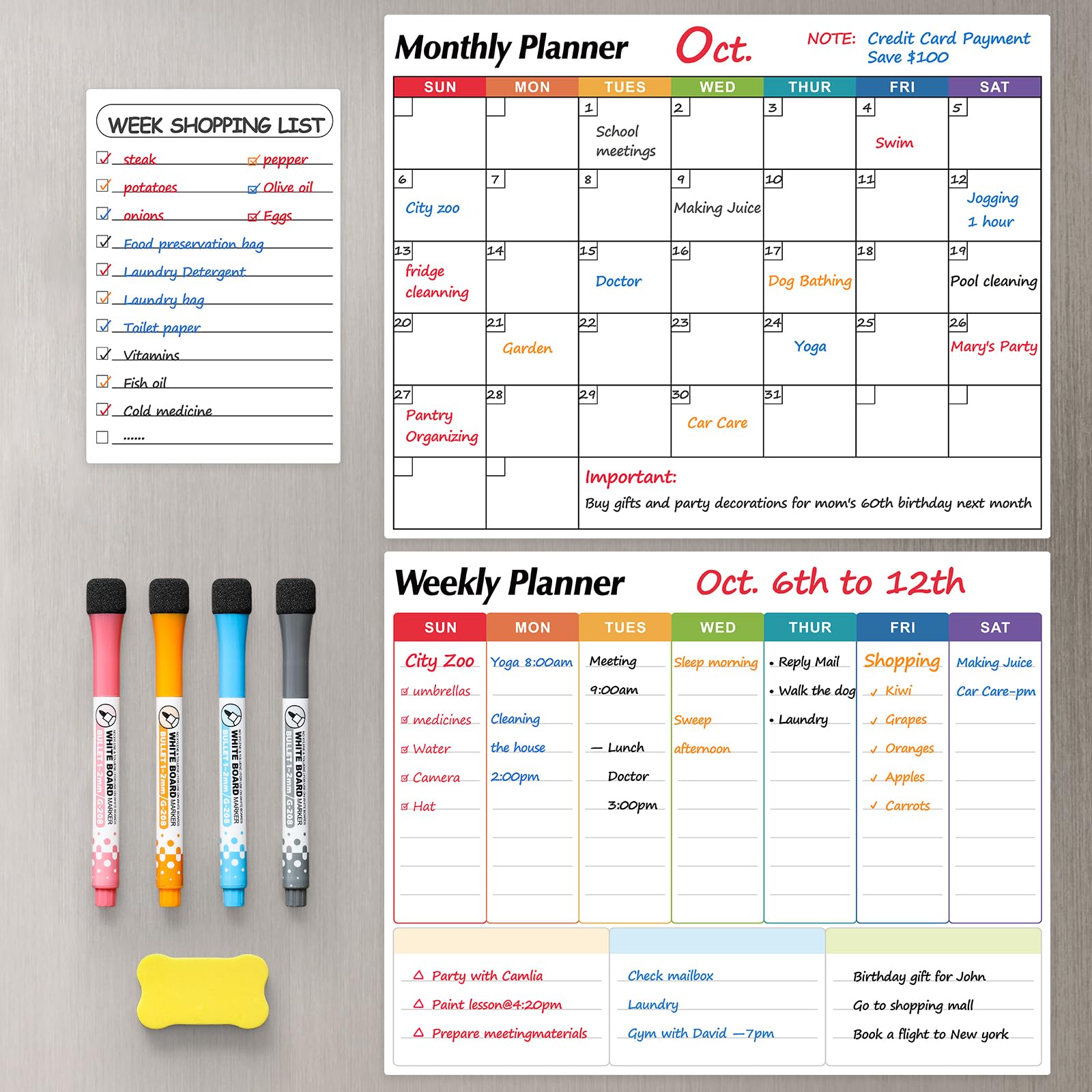 Snapklik.com : Dry Erase Magnetic Calendar For Refrigerator, 3 Pack ...