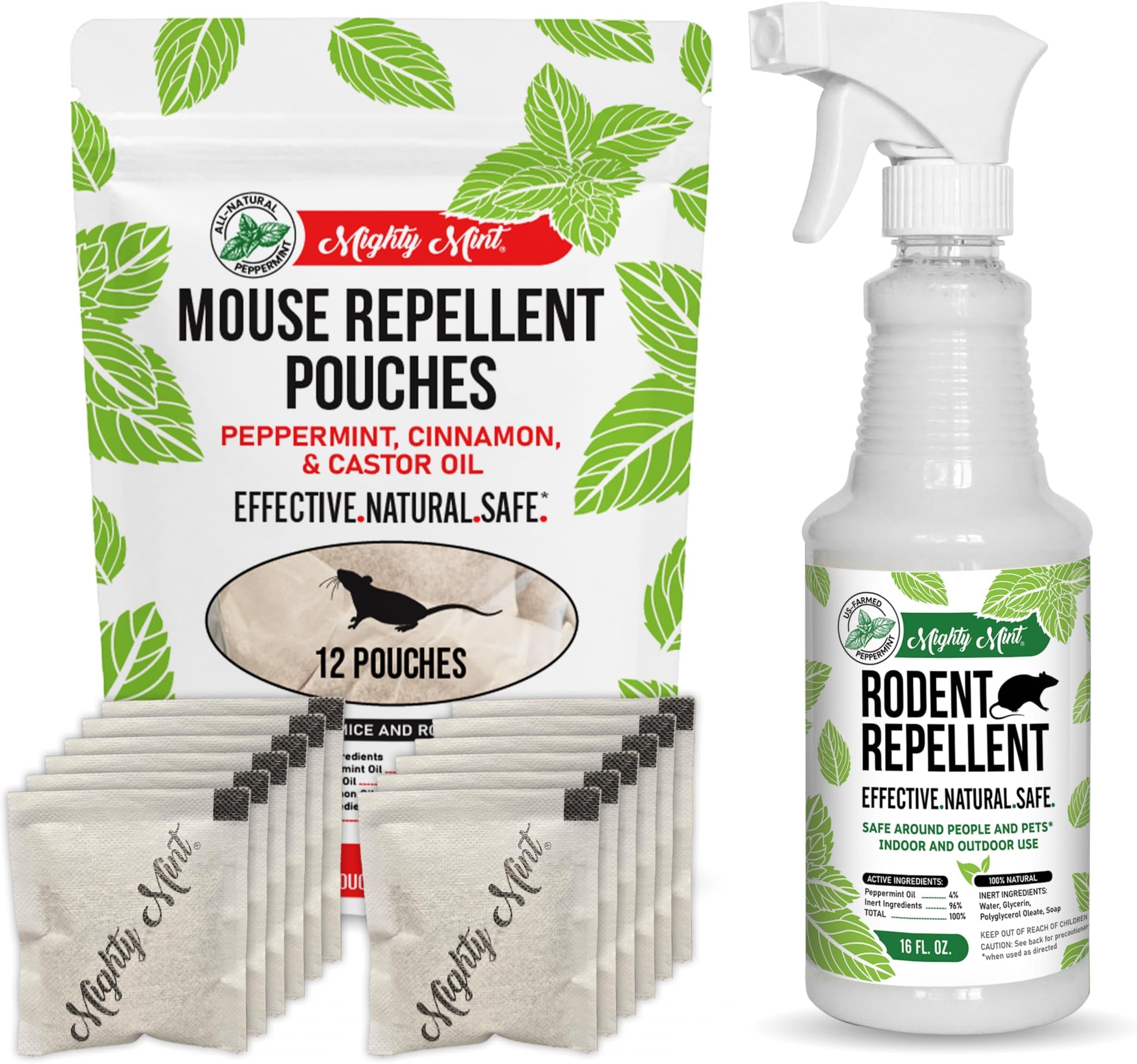 Amazon.com: Mighty Mint Mouse Repellent Pouches & Rodent Repellent Spray Bundle : Health & Household