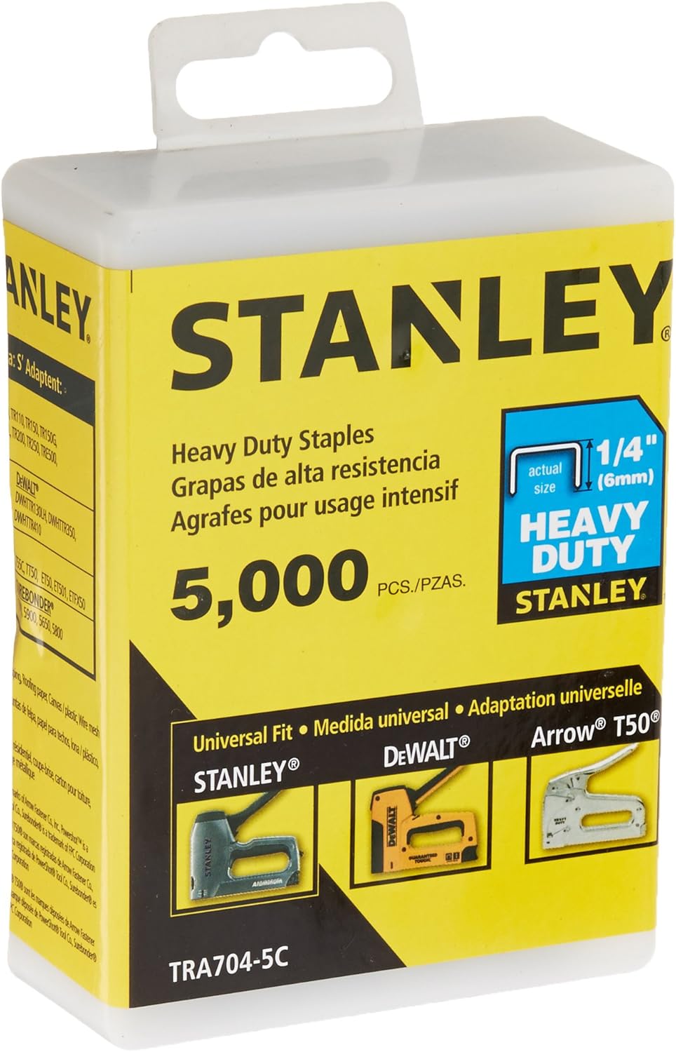 Stanley Tra704-5C Heavy Duty Narrow Crown Staples,1/4 Inch,Pack of 5000 ...