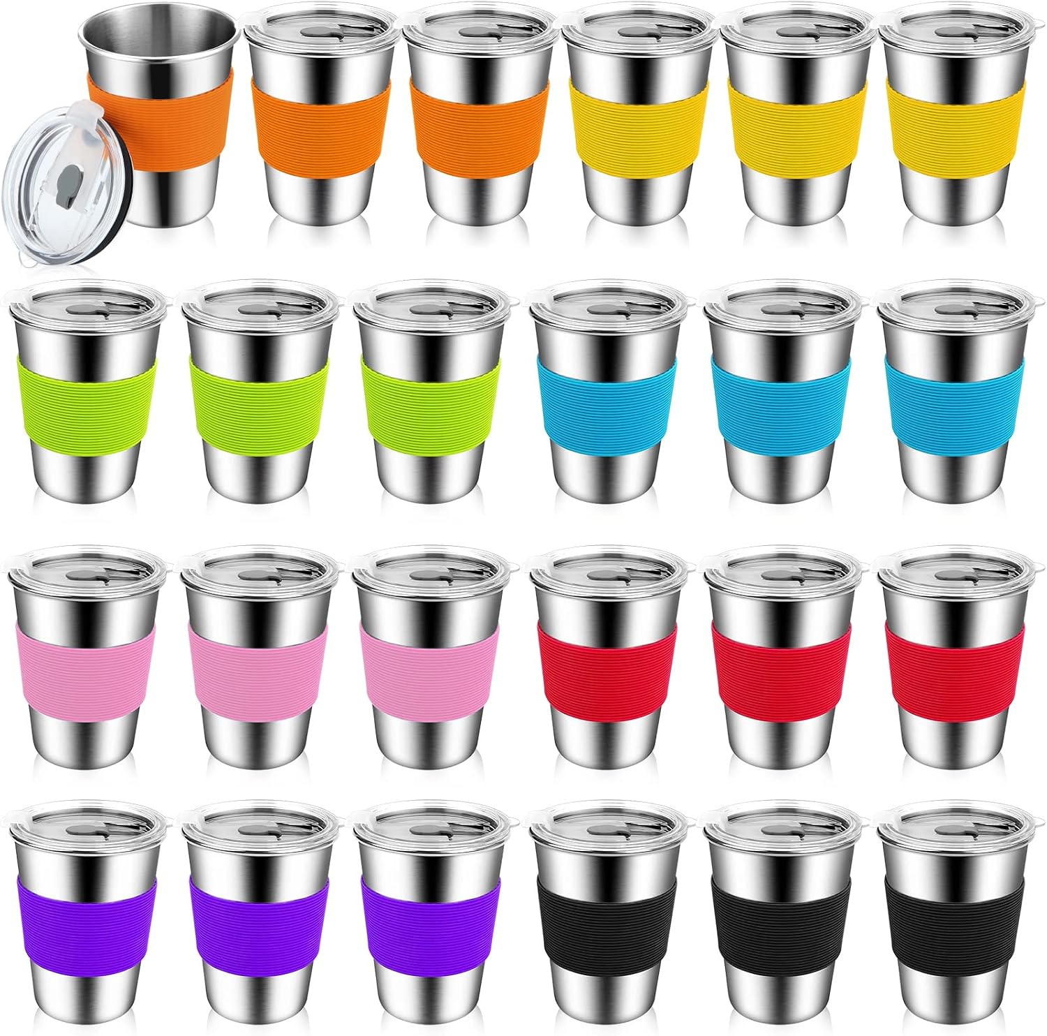 Amazon.com | Yaomiao 24 Pack Reusable kids Stainless Steel Cups with ...