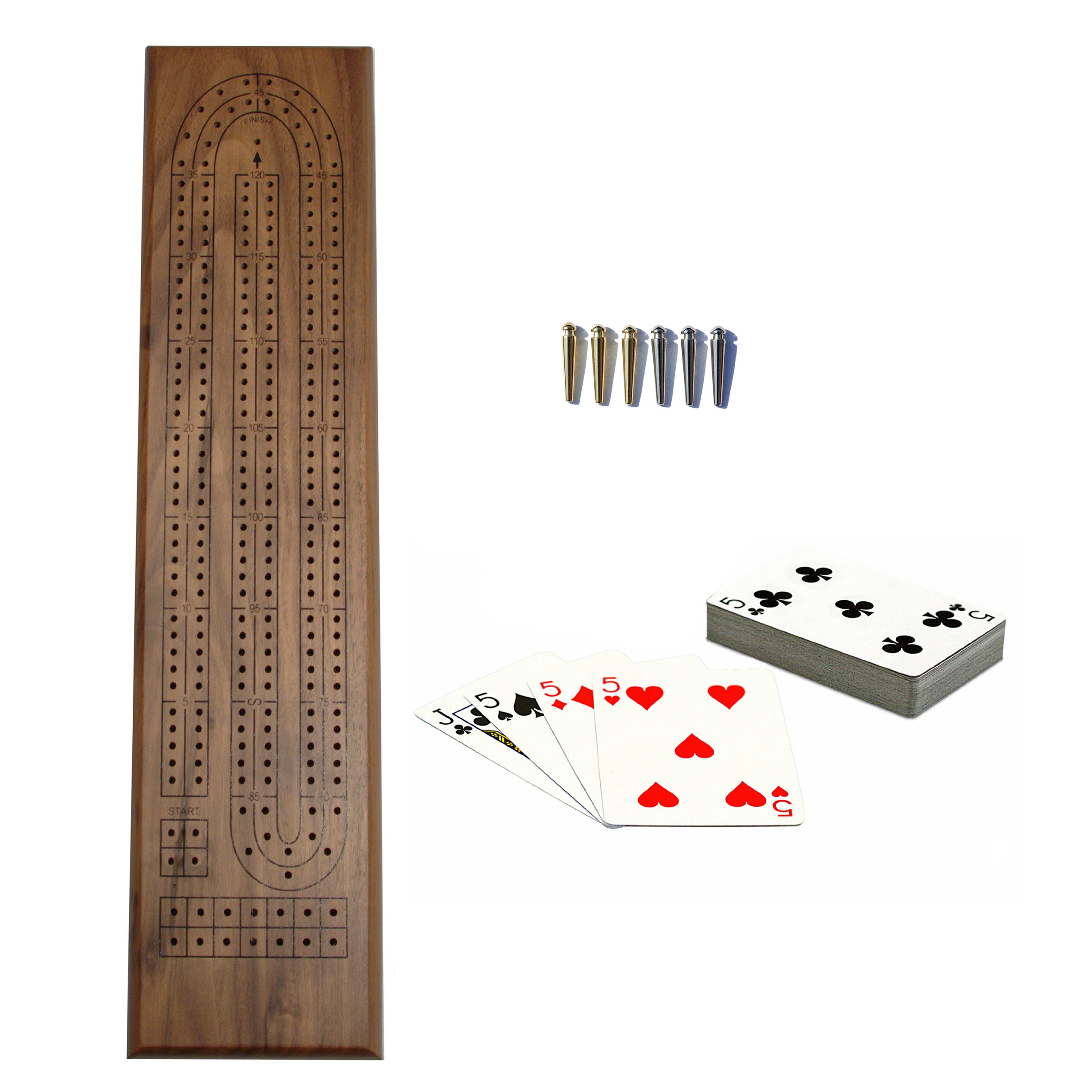 Amazon.com: WE Games Deluxe Cribbage Set - Solid Walnut Wood Continuous ...