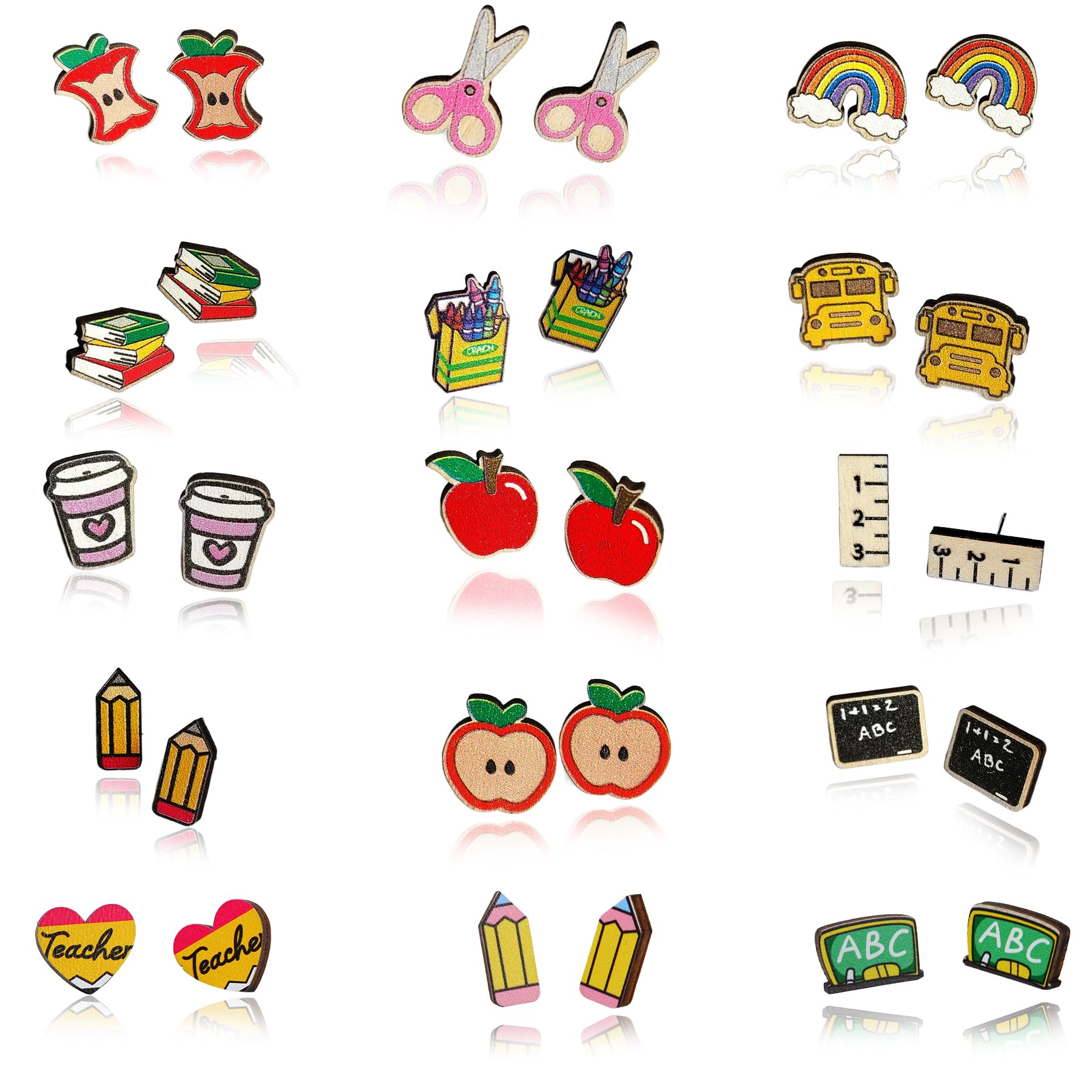 Amazon.com: SANDOO 15 Pairs Teacher Stud Earrings for Women - Teacher ...
