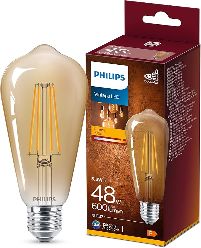 Philips LED Classic ST64 Gold Filament Light Bulb [E27 Edison Screw ...