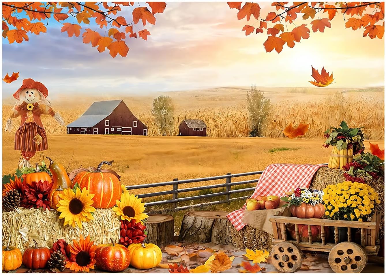 Amazon.com : YYNXSY Thanksgiving Photography Backdrop Thanksgiving Fall ...