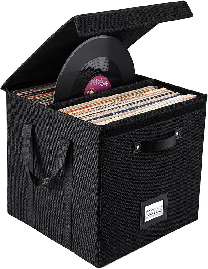 Amazon.com: Homward Vinyl Record Storage Box - 13 Inch Linen Fabric ...