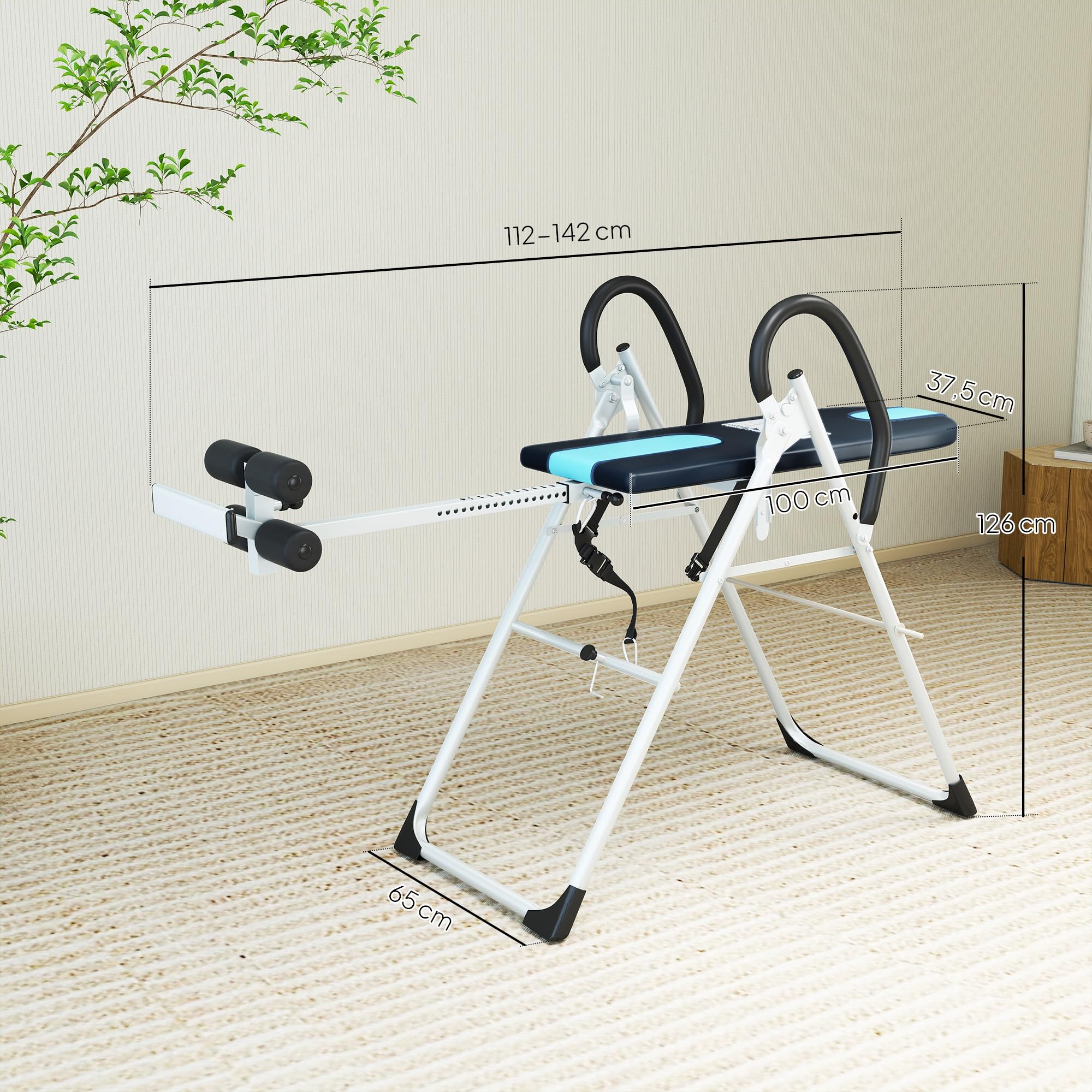 HOMCOM Tabla de Inversión Gravitacional Plegable con Altura Ajustable...