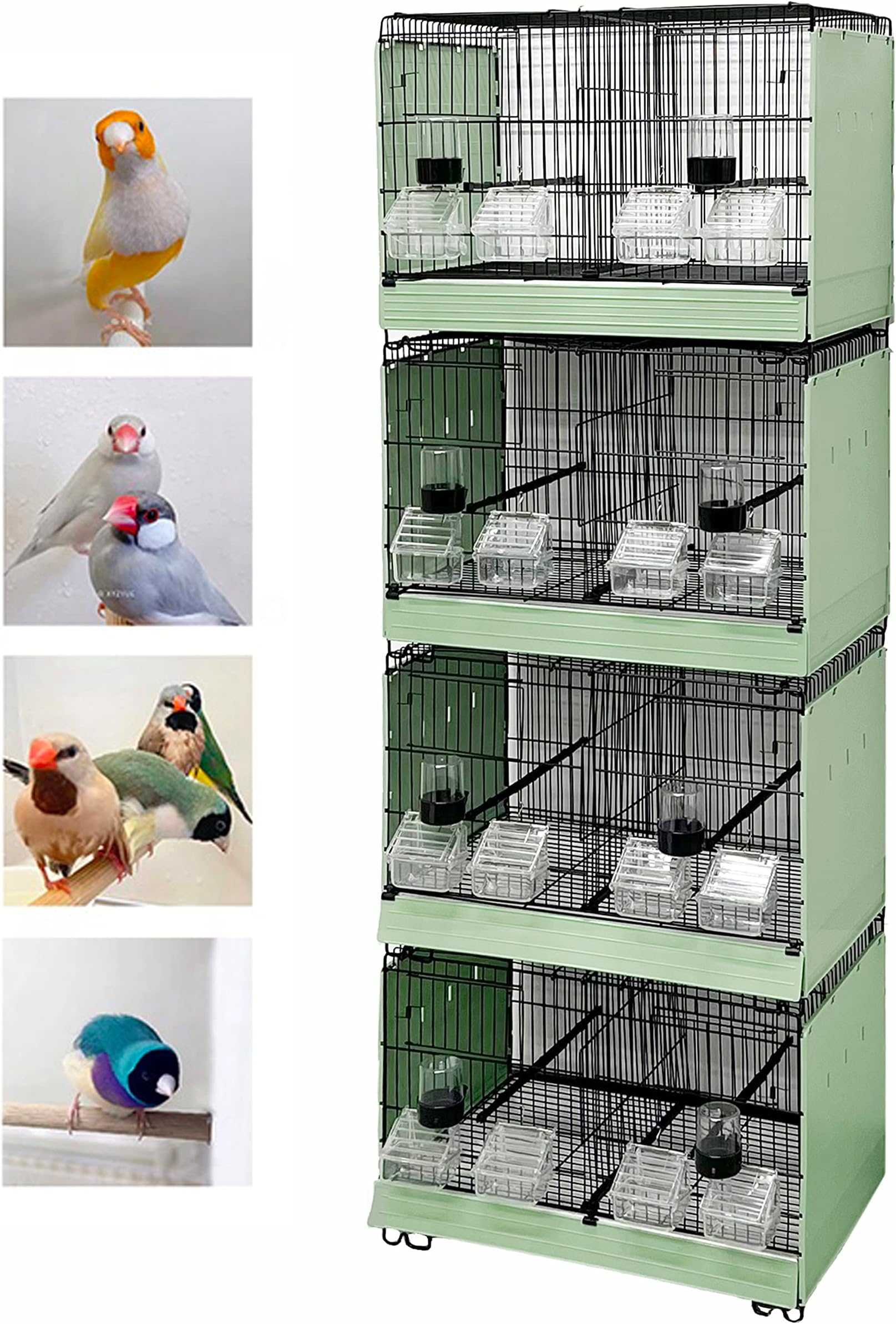 4PCS Stack Breeding Flight Sideboard Bird Cage for Small Cockatiel ...