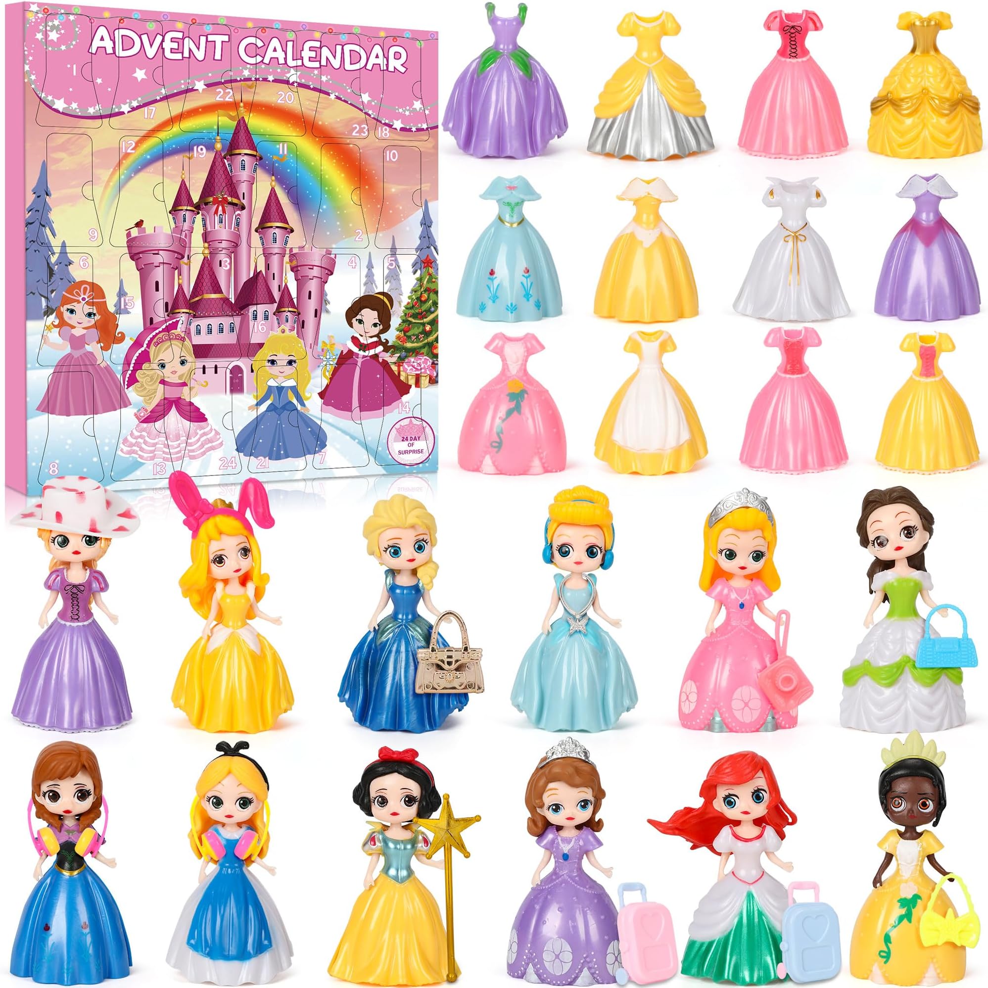 Amazon.com: Princess Advent Calendar for Girls, 24 Days Princess ...